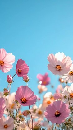 Pink Cosmos Flowers Mobile Live Wallpaper