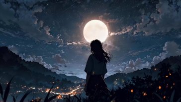 Cat of the Crescent Moon Live Wallpaper