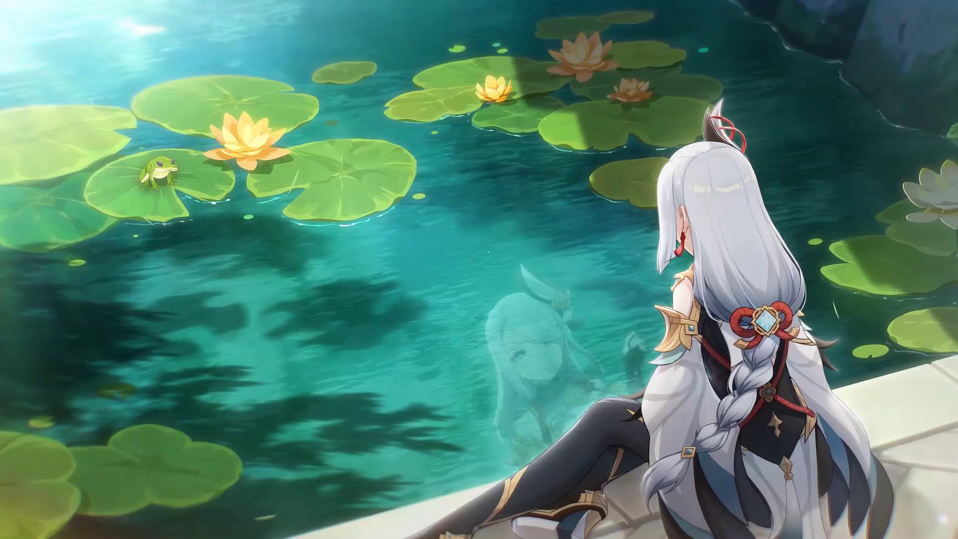 Shenhe Beside the Lily Pond Live Wallpaper