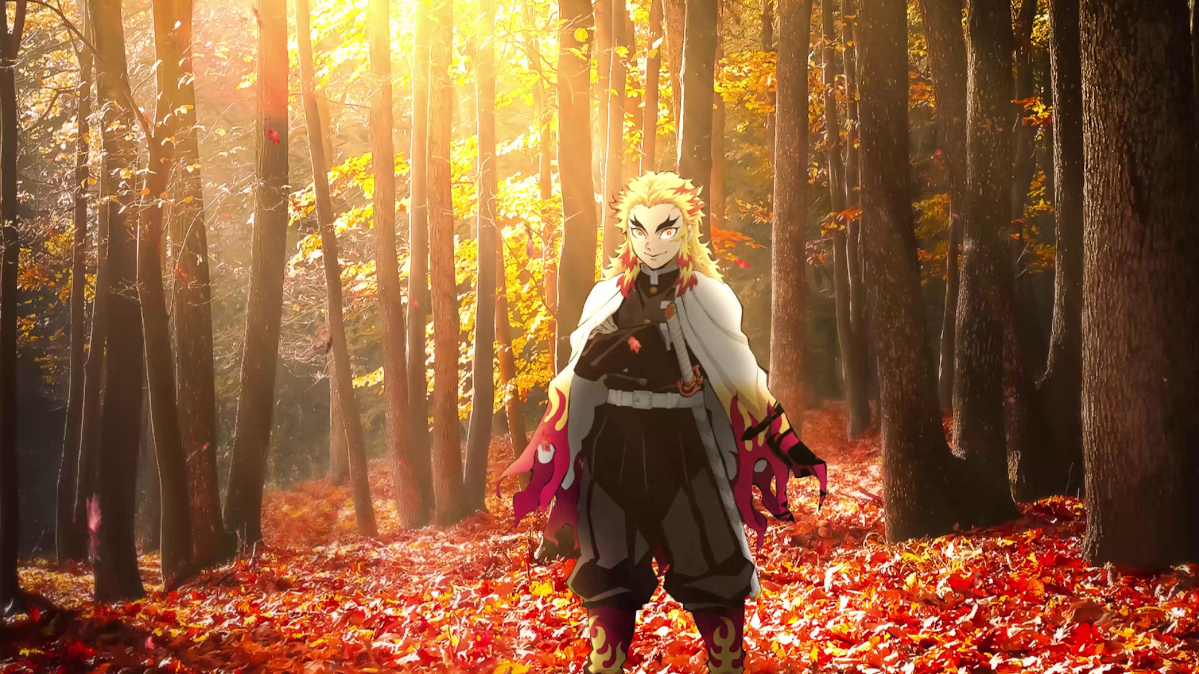 Kyojuro Rengoku in Autumn Mobile Live Wallpaper