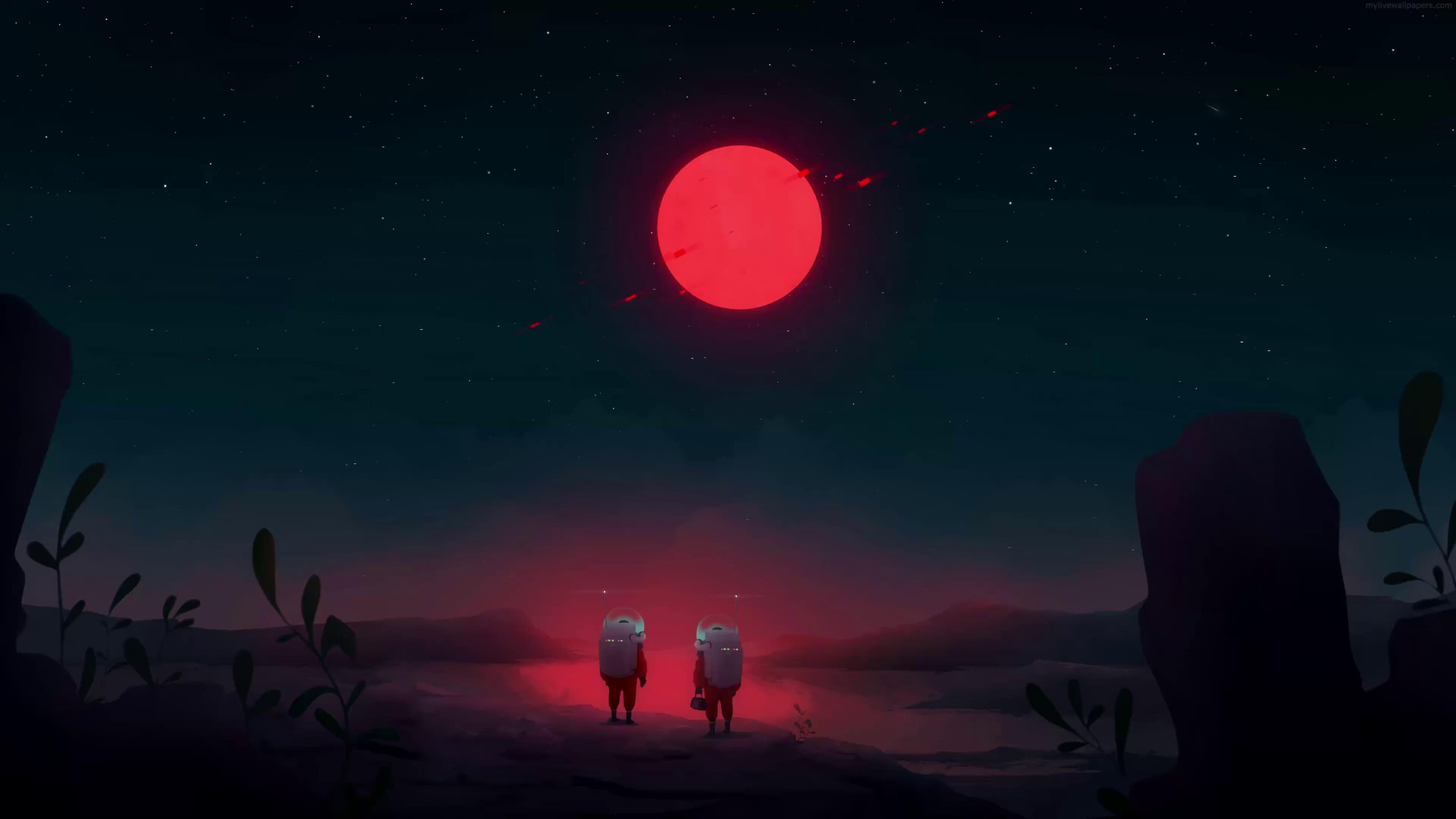 Astronaut Near Red Planet Live Wallpaper