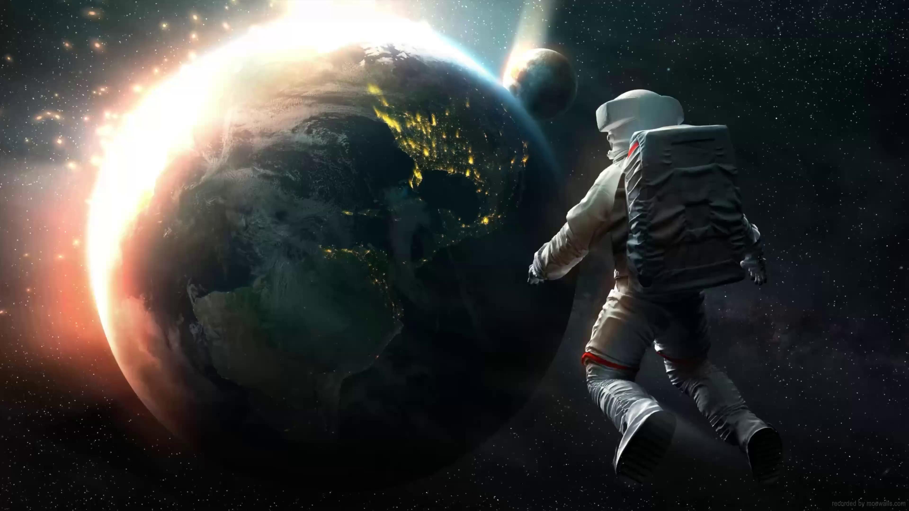 Astronaut Near Planet Live Wallpaper