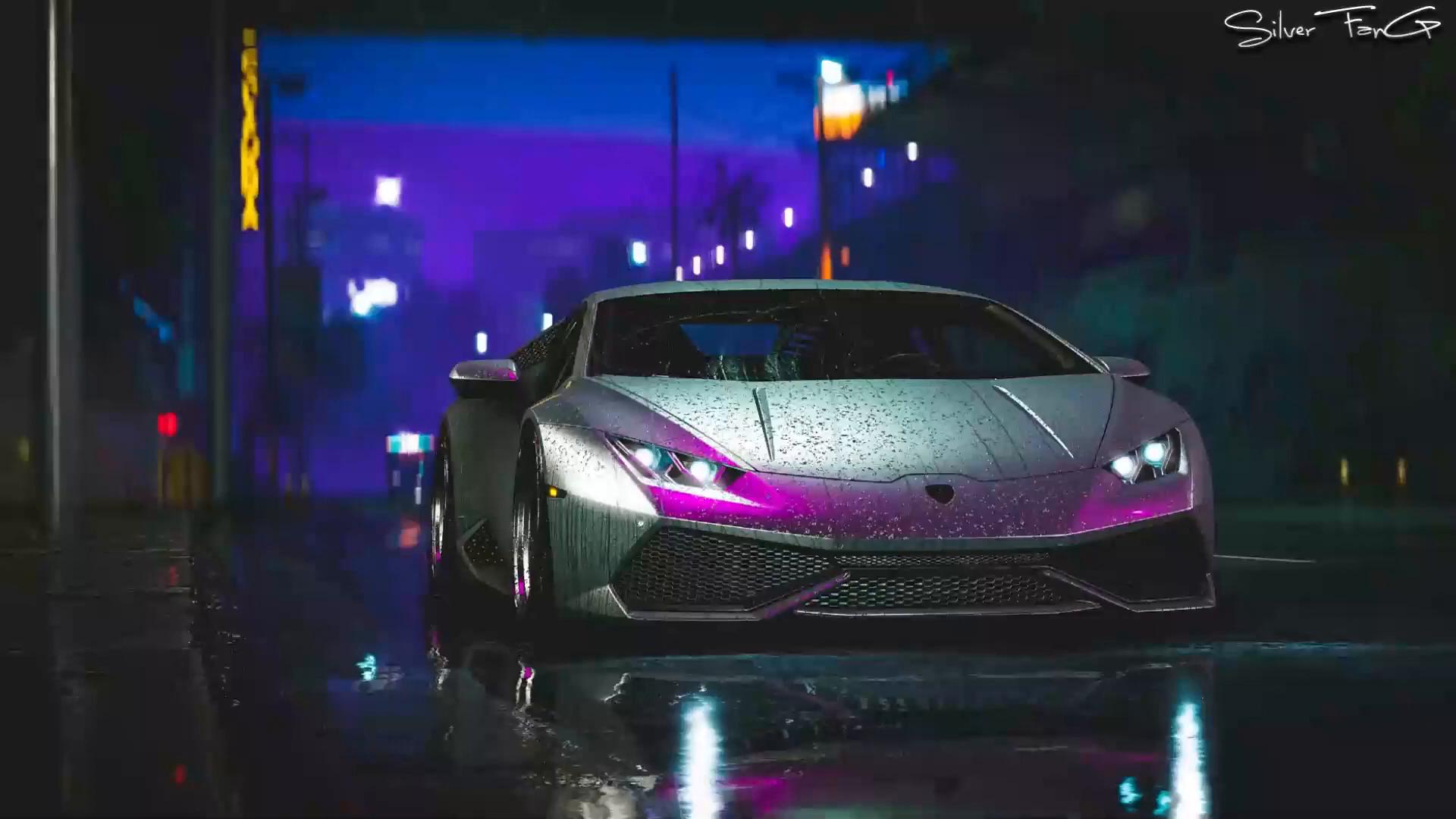 Lamborghini Aventador on the Night Streets Live Wallpaper