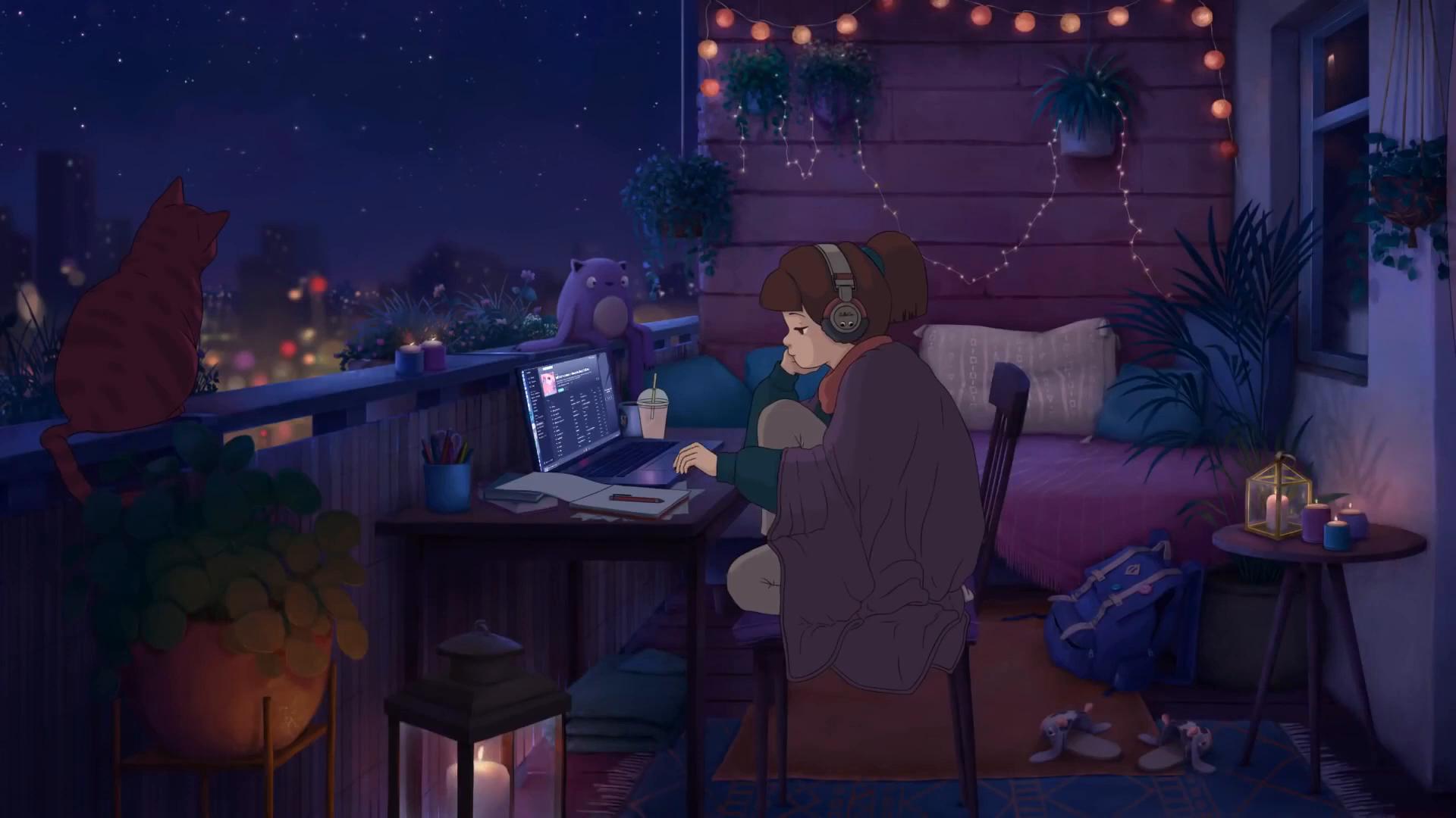 Night Study on the Balcony Live Wallpaper