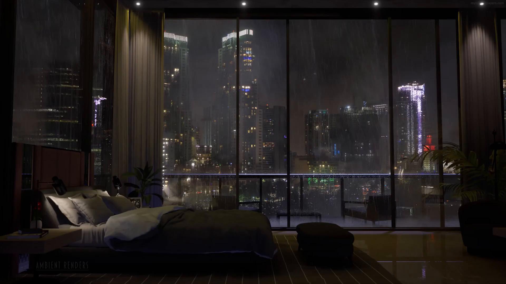 Rainy Skyscrapers Live Wallpaper