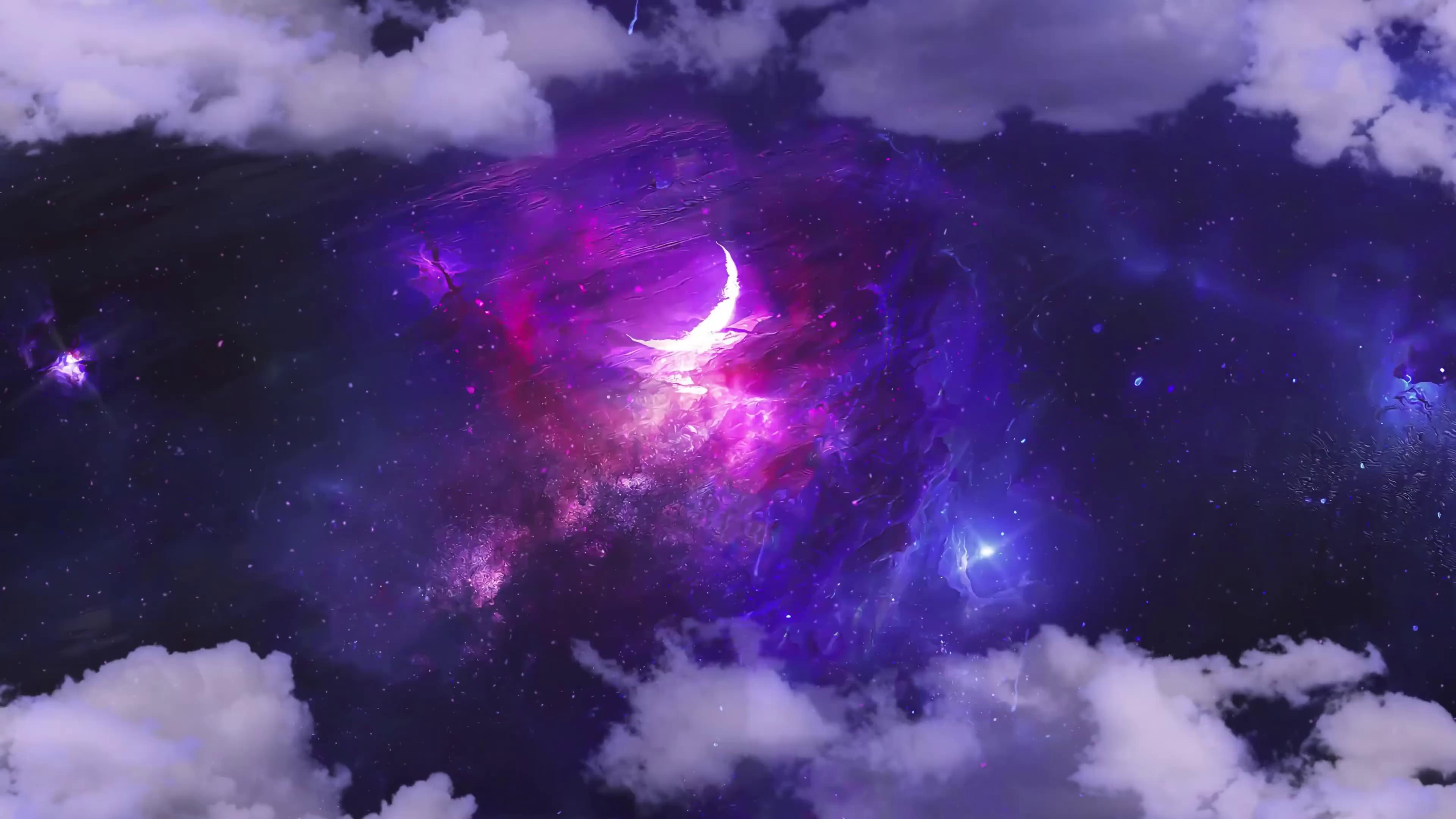 Crescent Moon and Clouds Live Wallpaper