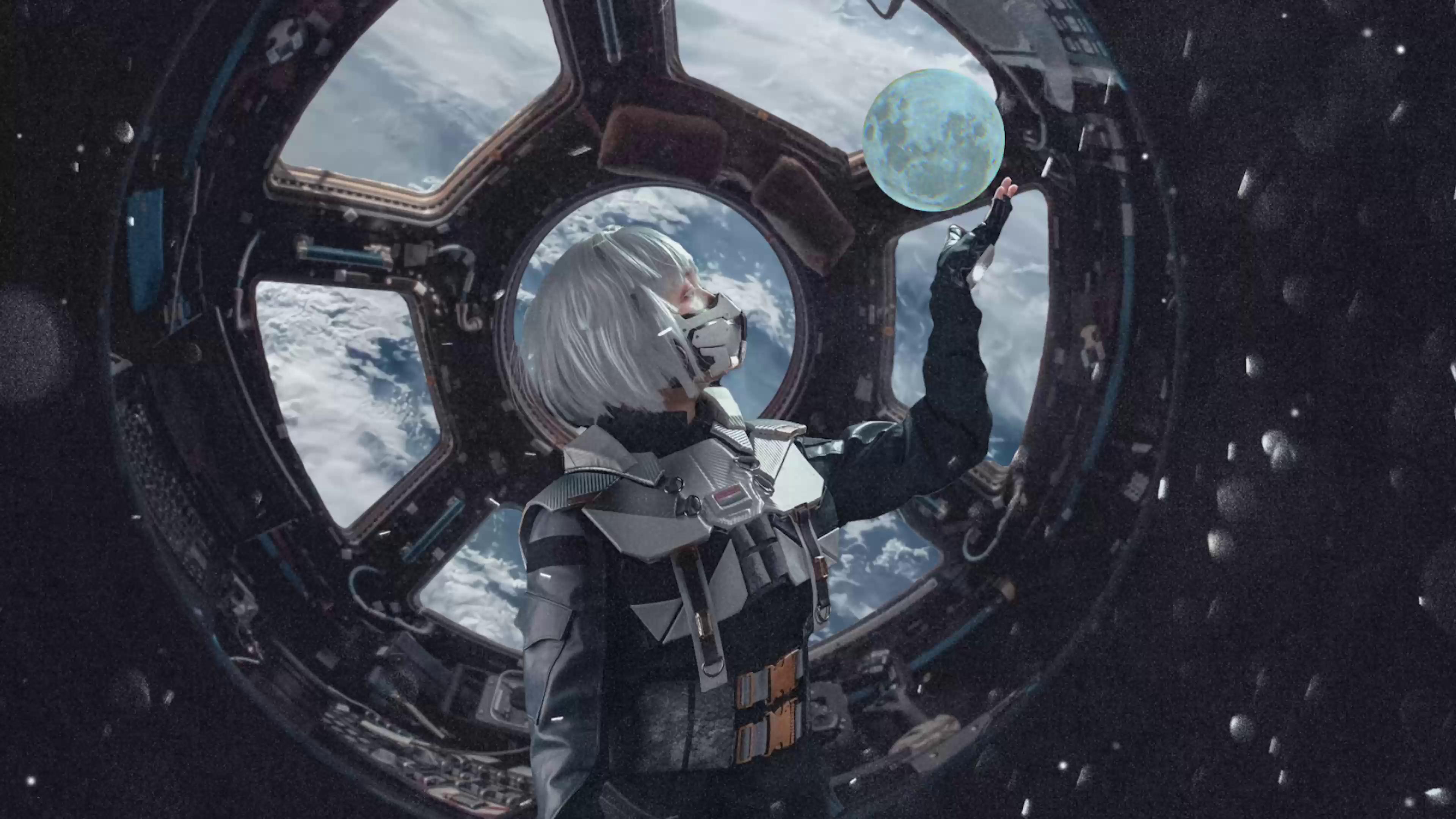 Cyberpunk Girl in Space Live Wallpaper
