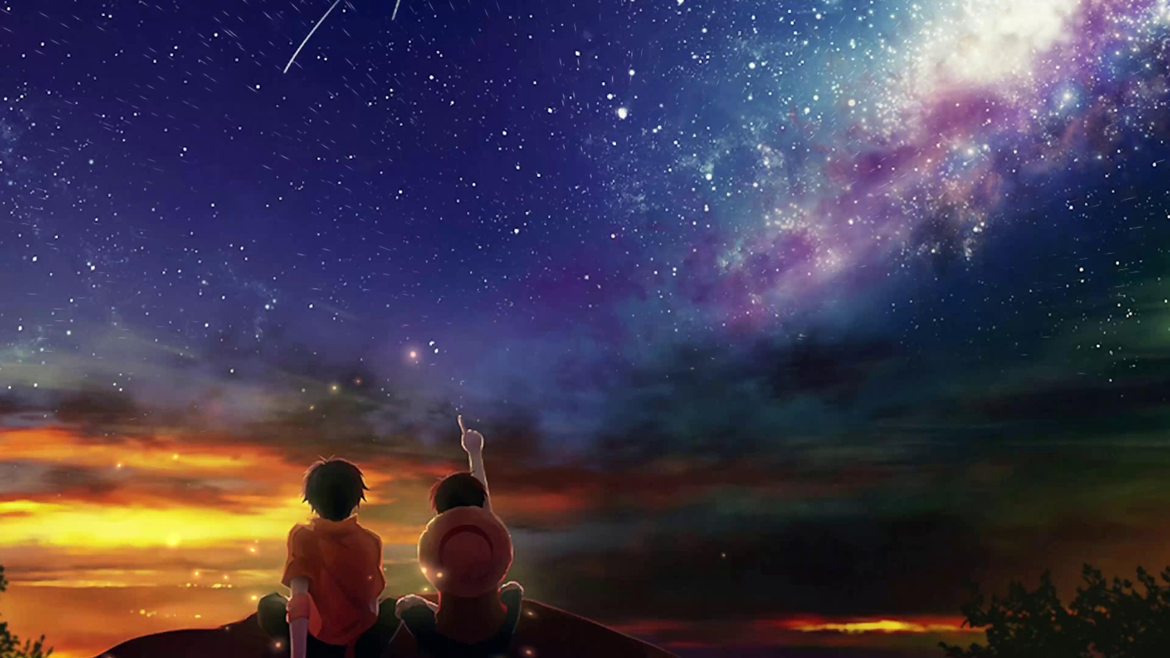 Luffy and Ace at Night Live Wallpaper