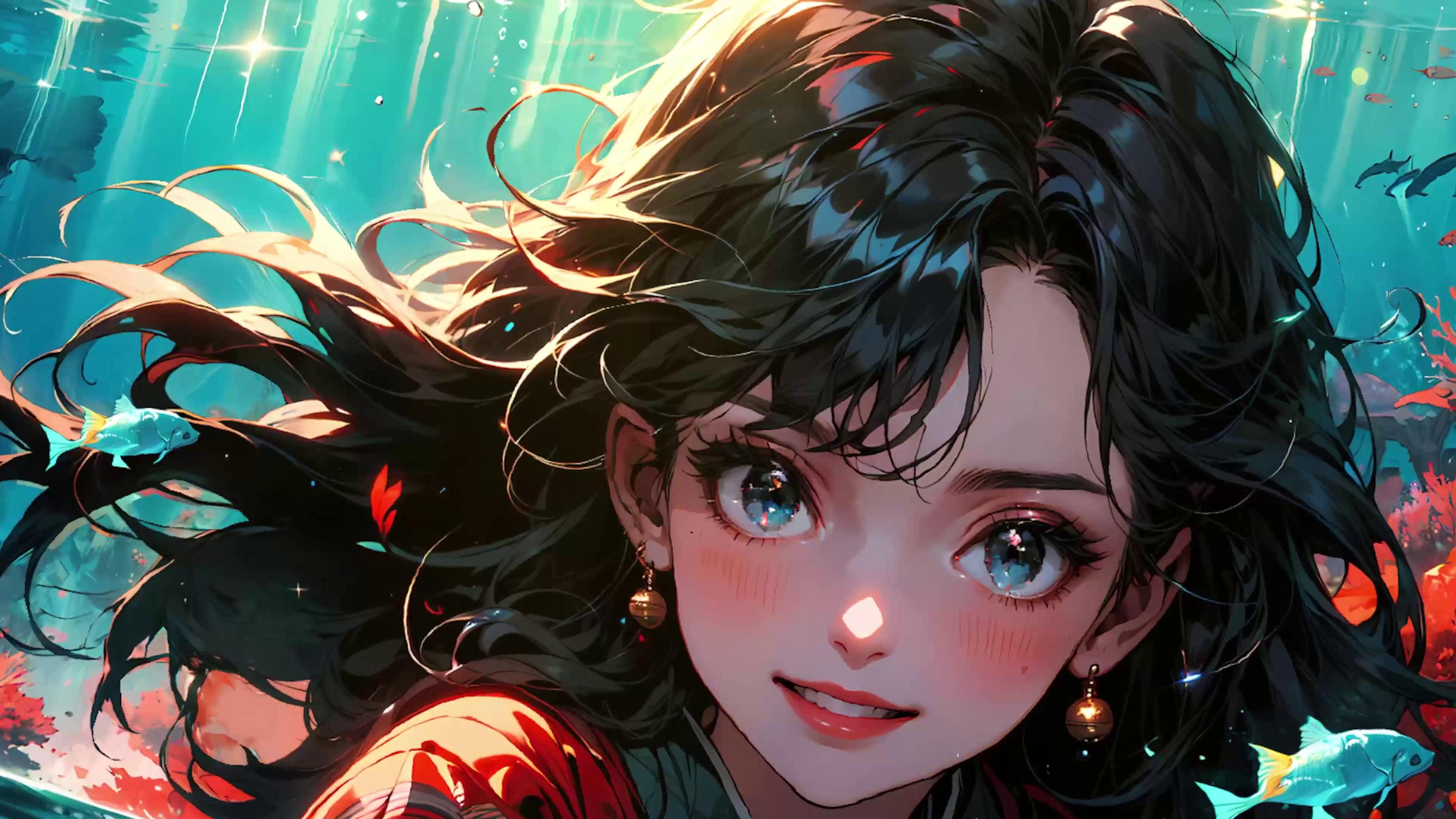 Girl Swimming With Fish Mobile Live Wallpaper