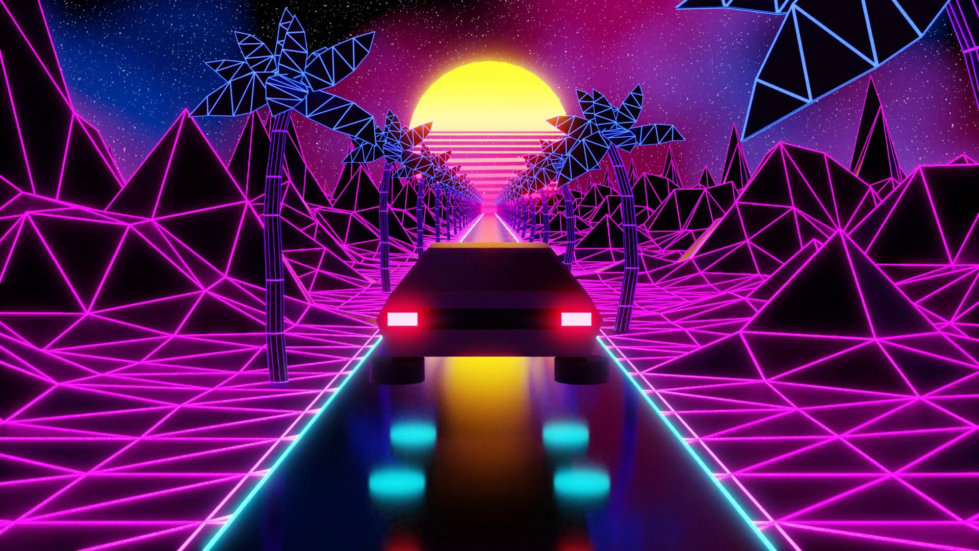 Flying Car Synthwave Live Wallpaper