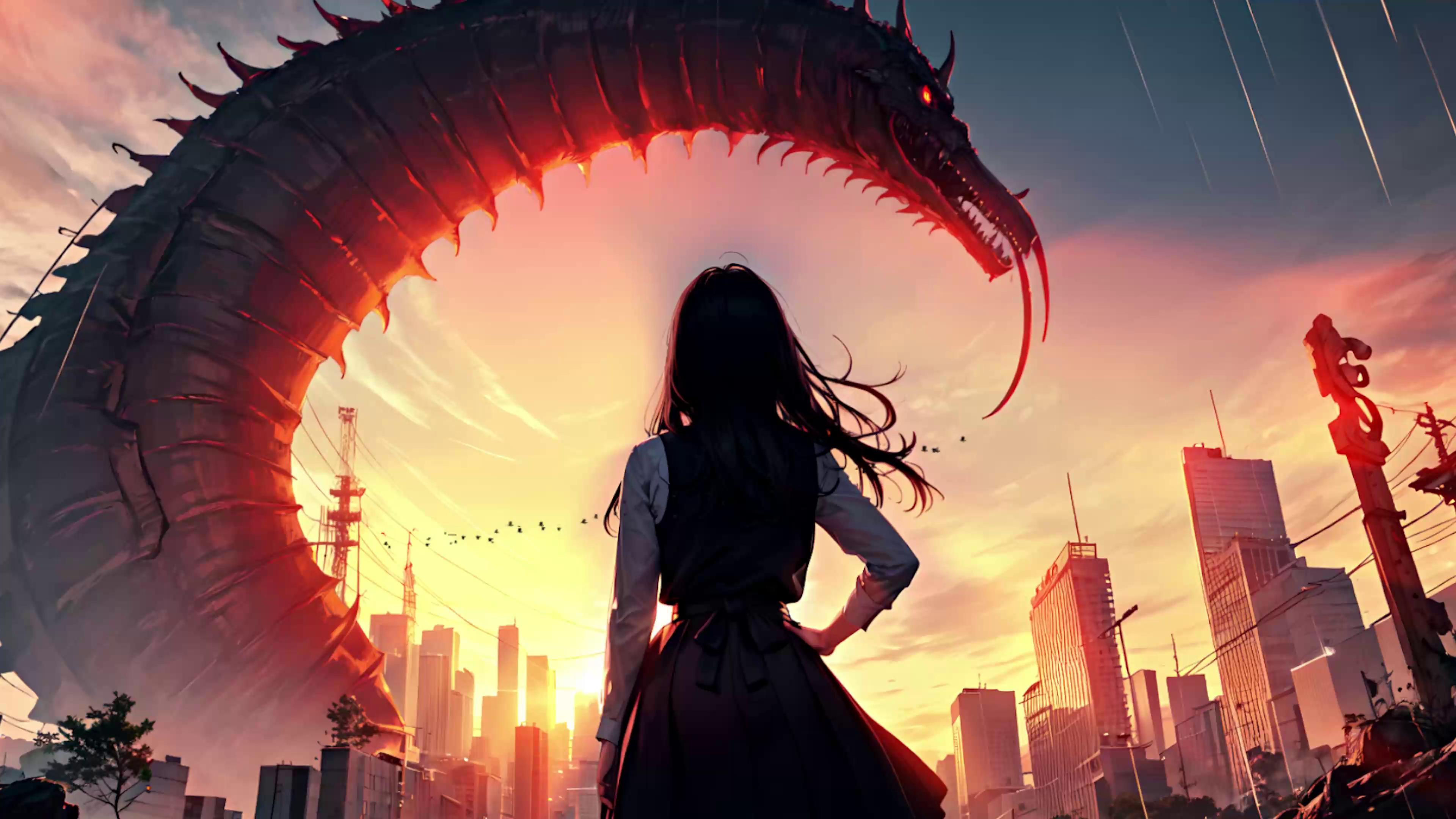 Anime Girl With Dragon Live Wallpaper