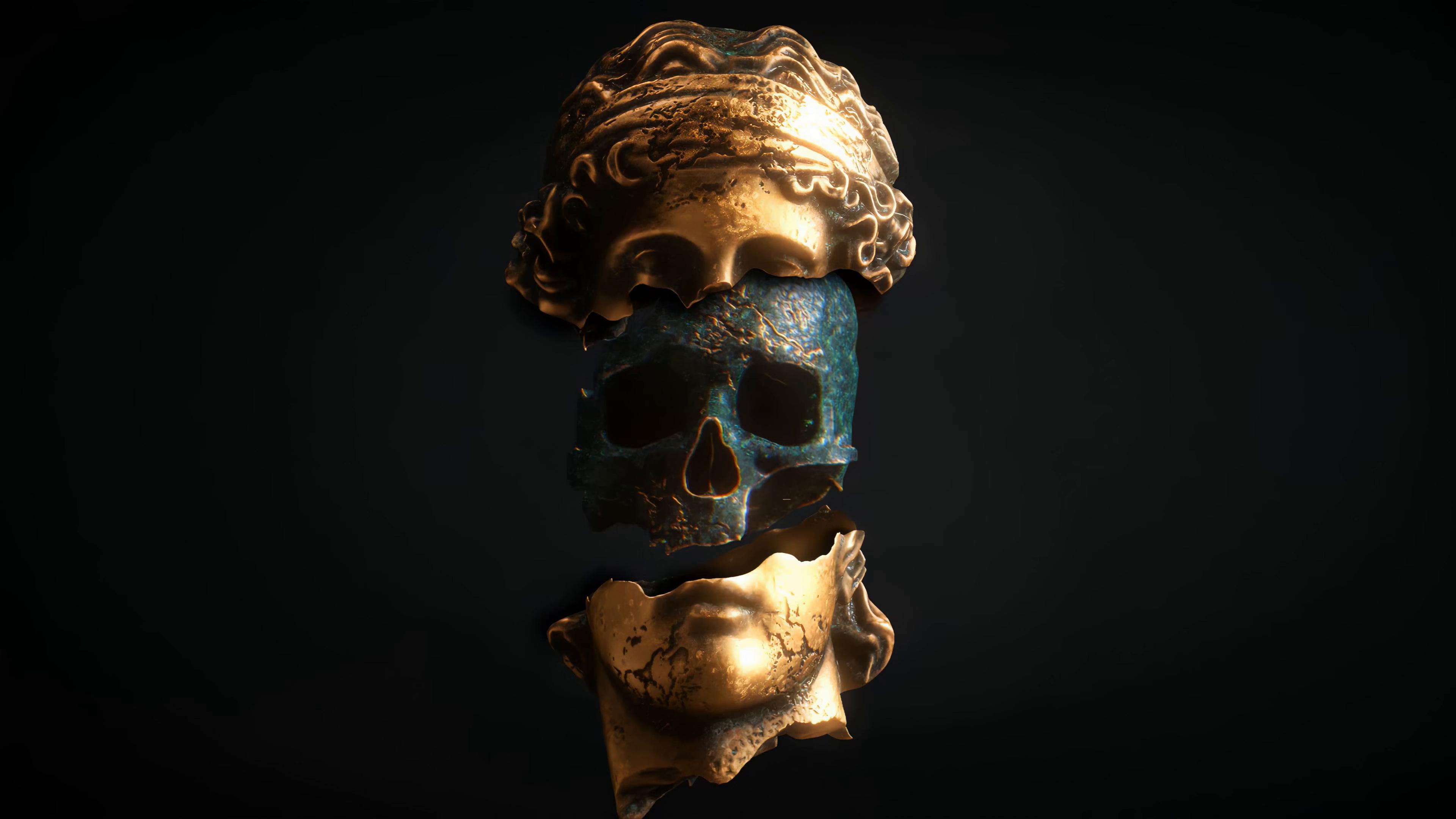 Golden Glitch Mask Live Wallpaper