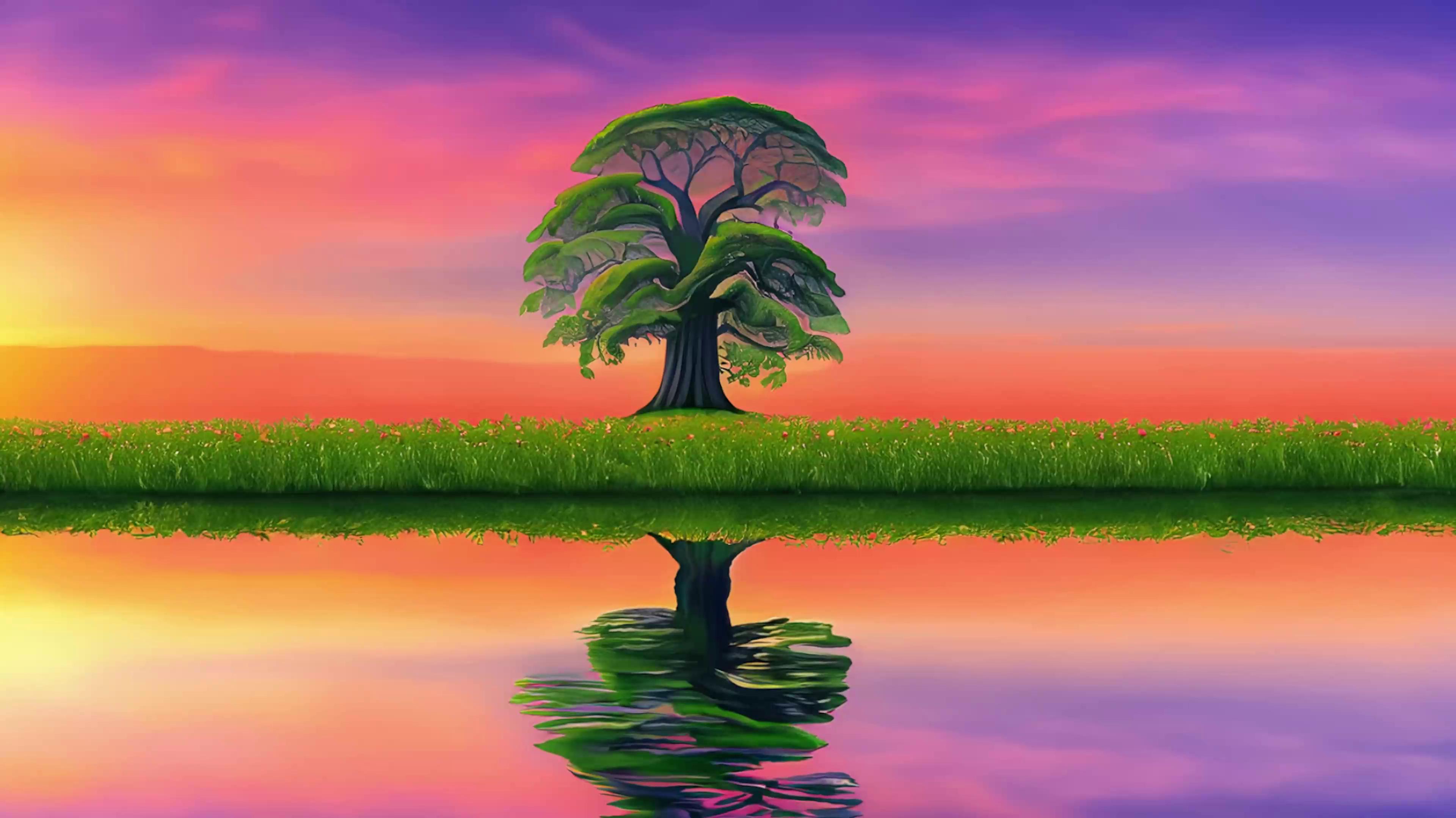 Colorful Sunset Over Lake Live Wallpaper