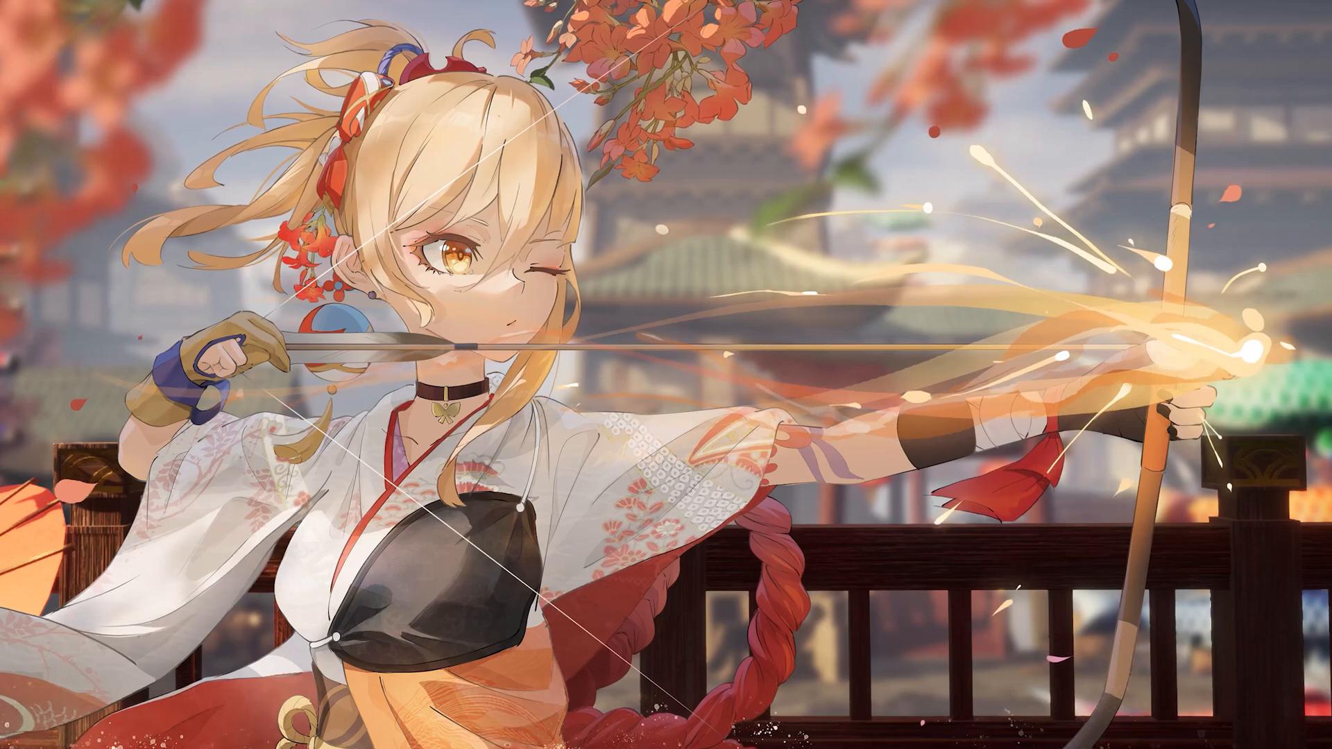Yoimiya's Fiery Charm Live Wallpaper
