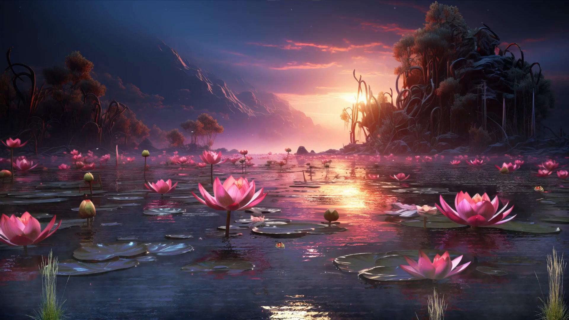 Pink Lotus Lake Live Wallpaper