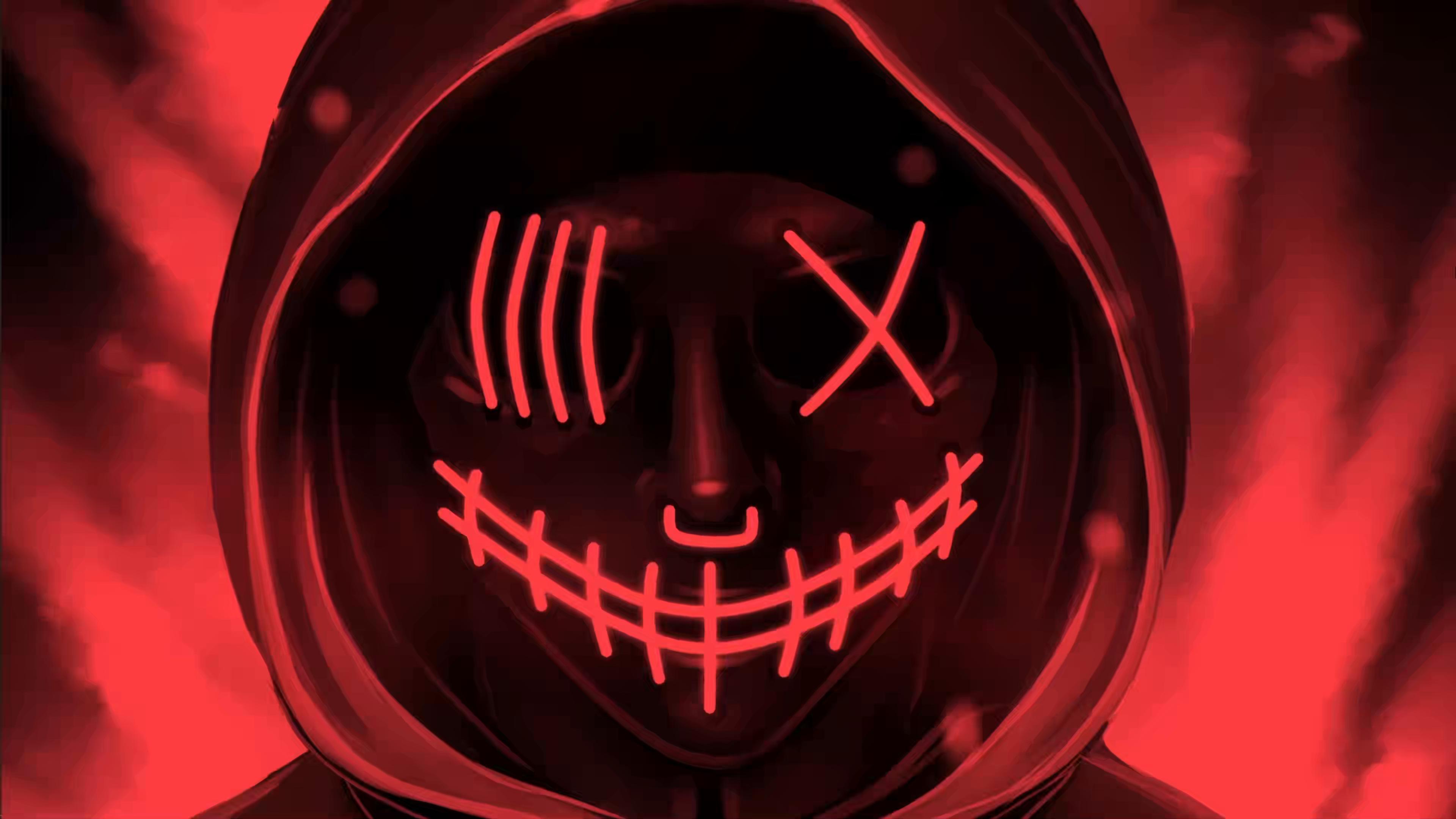 Red Neon Mask Live Wallpaper
