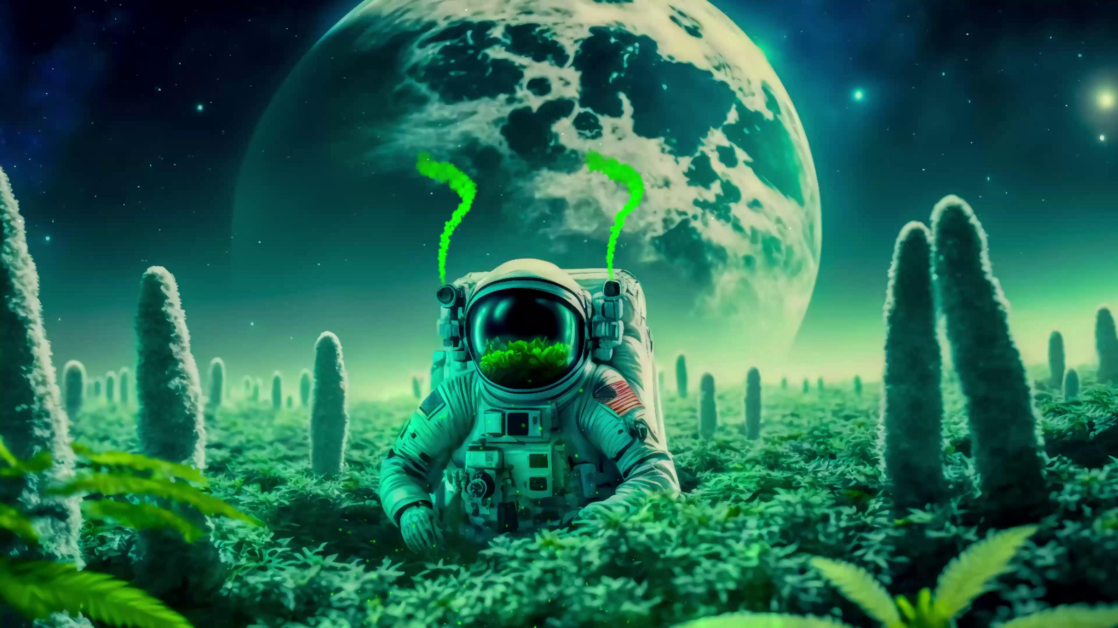 Astronaut on Blooming Planet Live Wallpaper