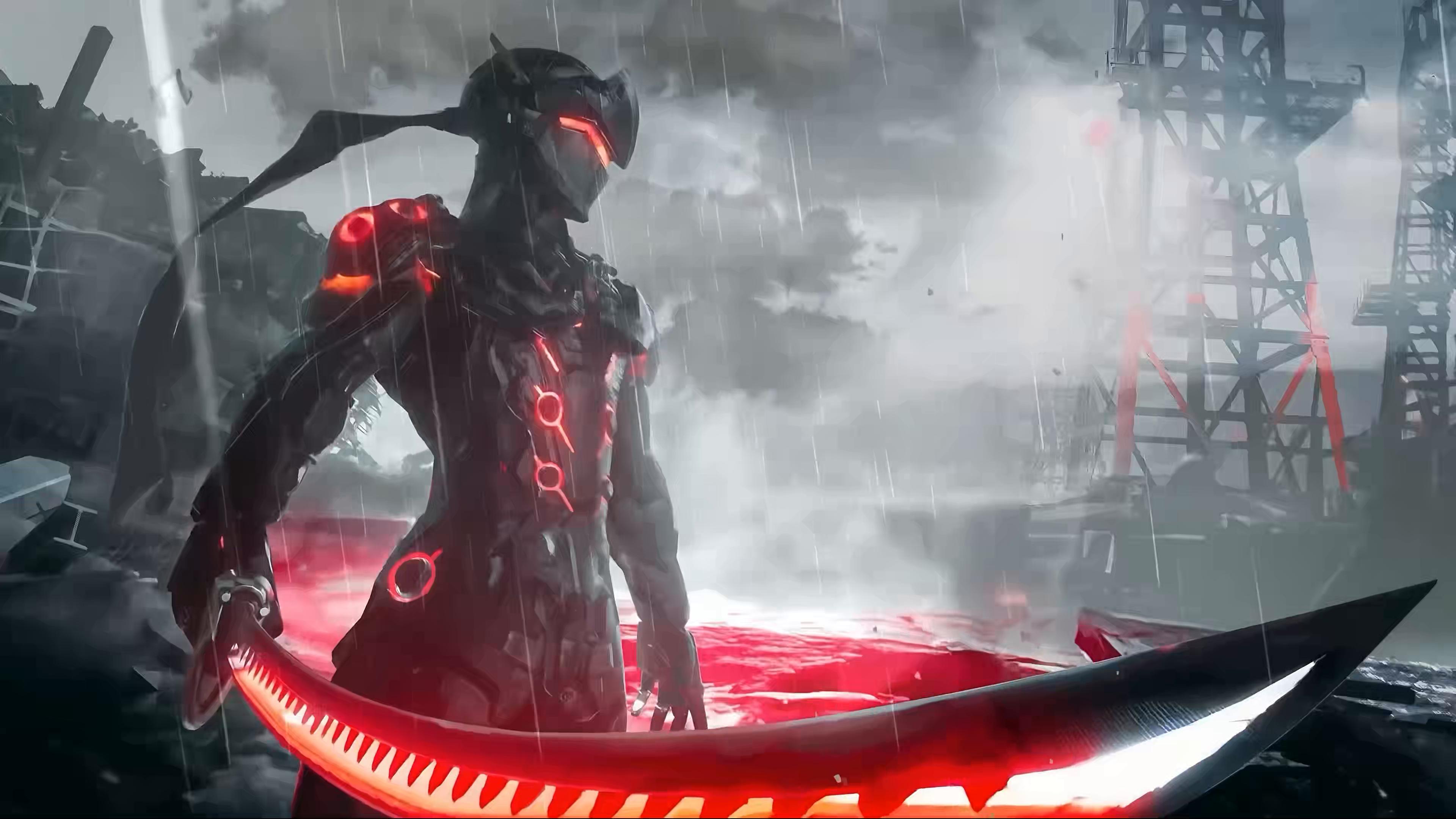 Genji Blade in the Rain Live Wallpaper