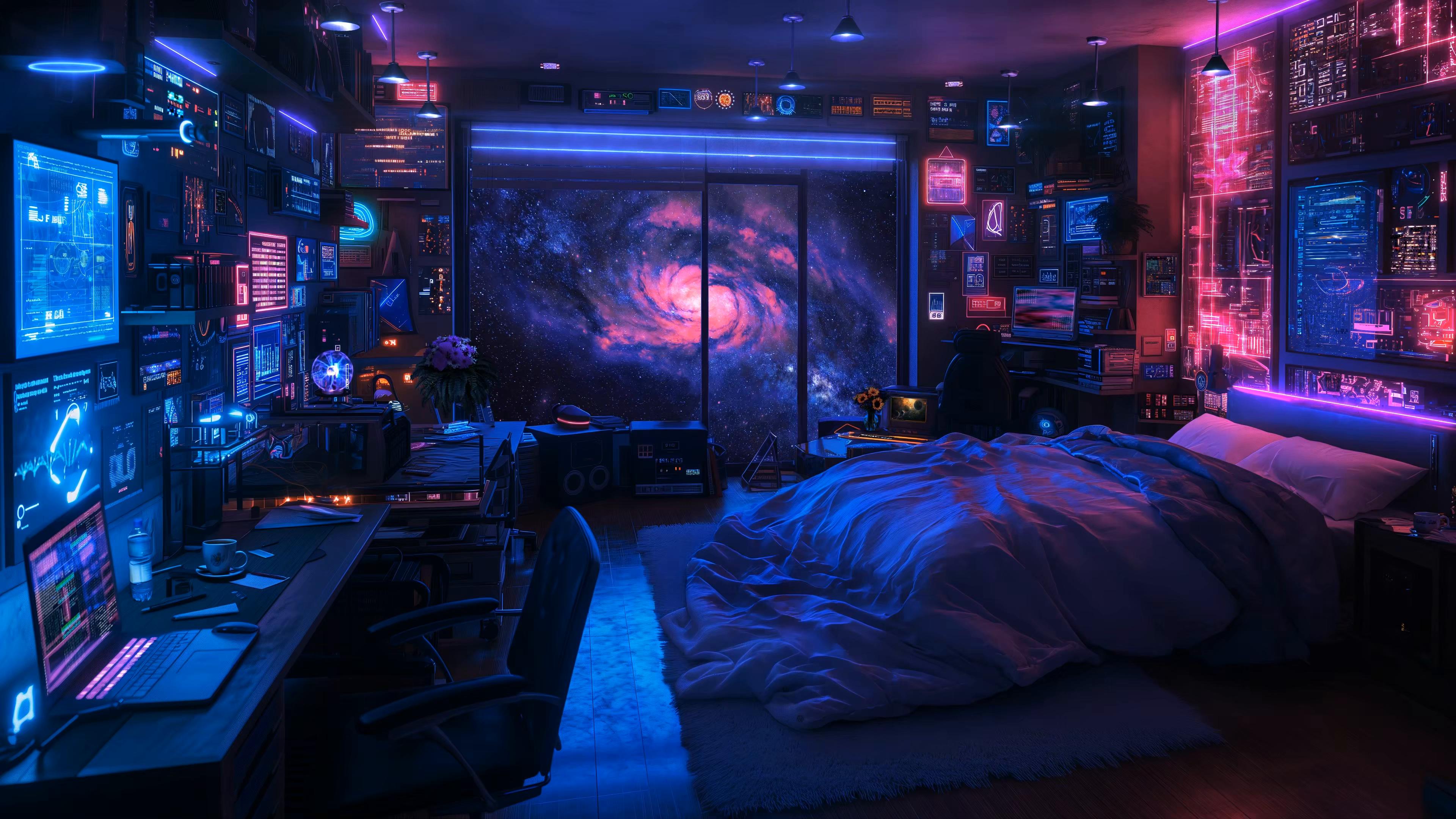 Neon Galaxy Bedroom Live Wallpaper