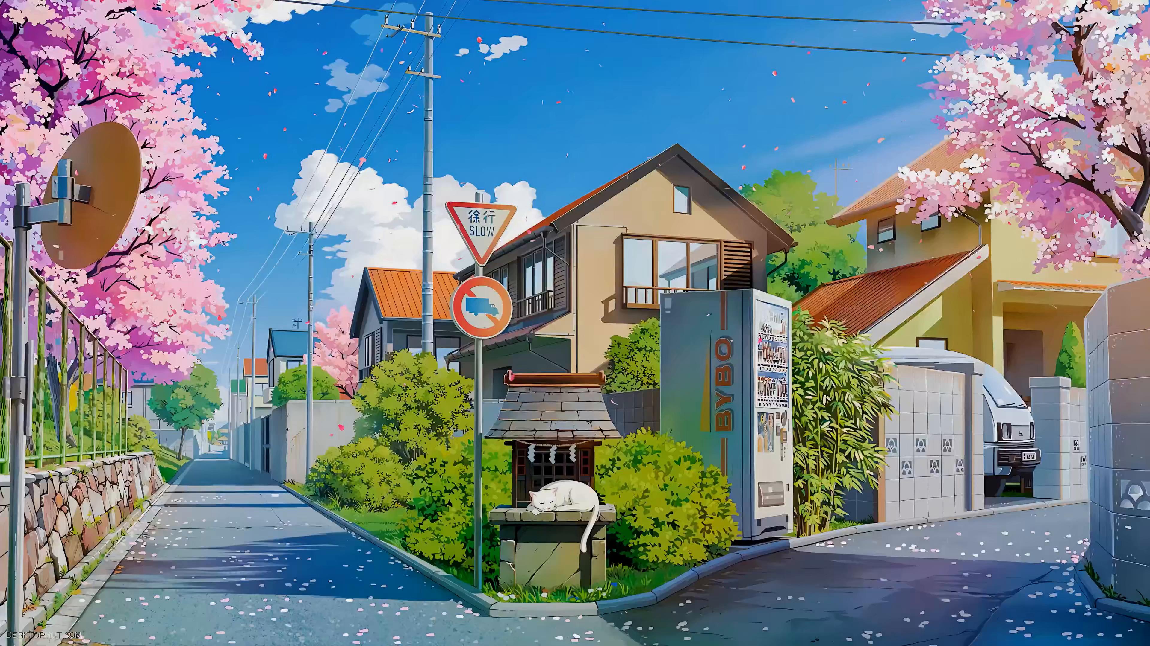 Spring Blossom Town Live Wallpaper