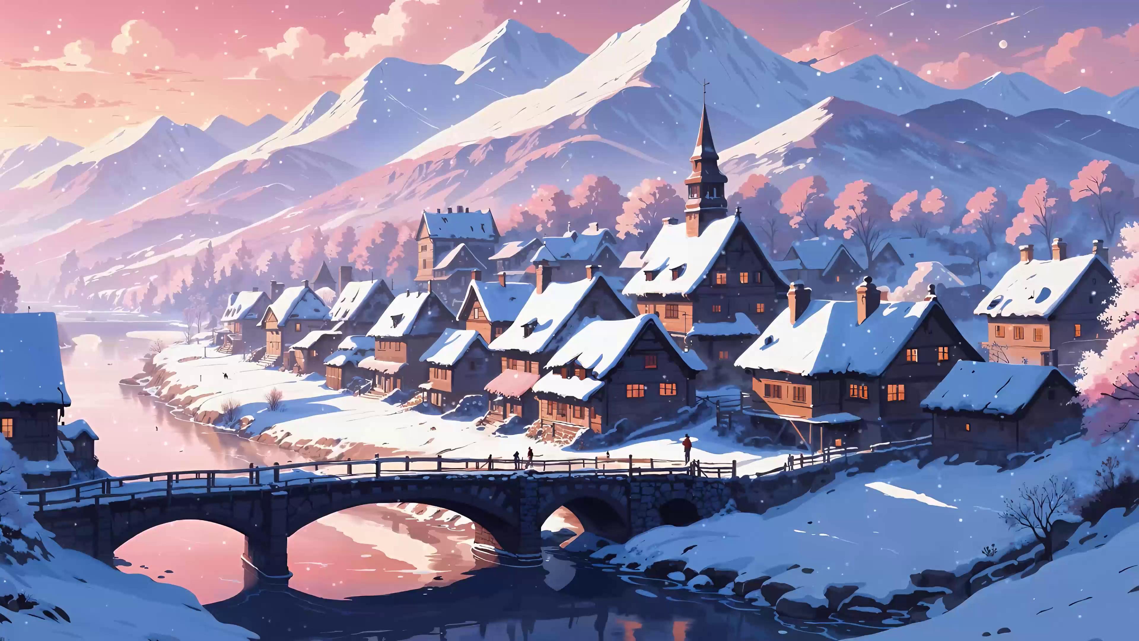 Snowy Town Live Wallpaper