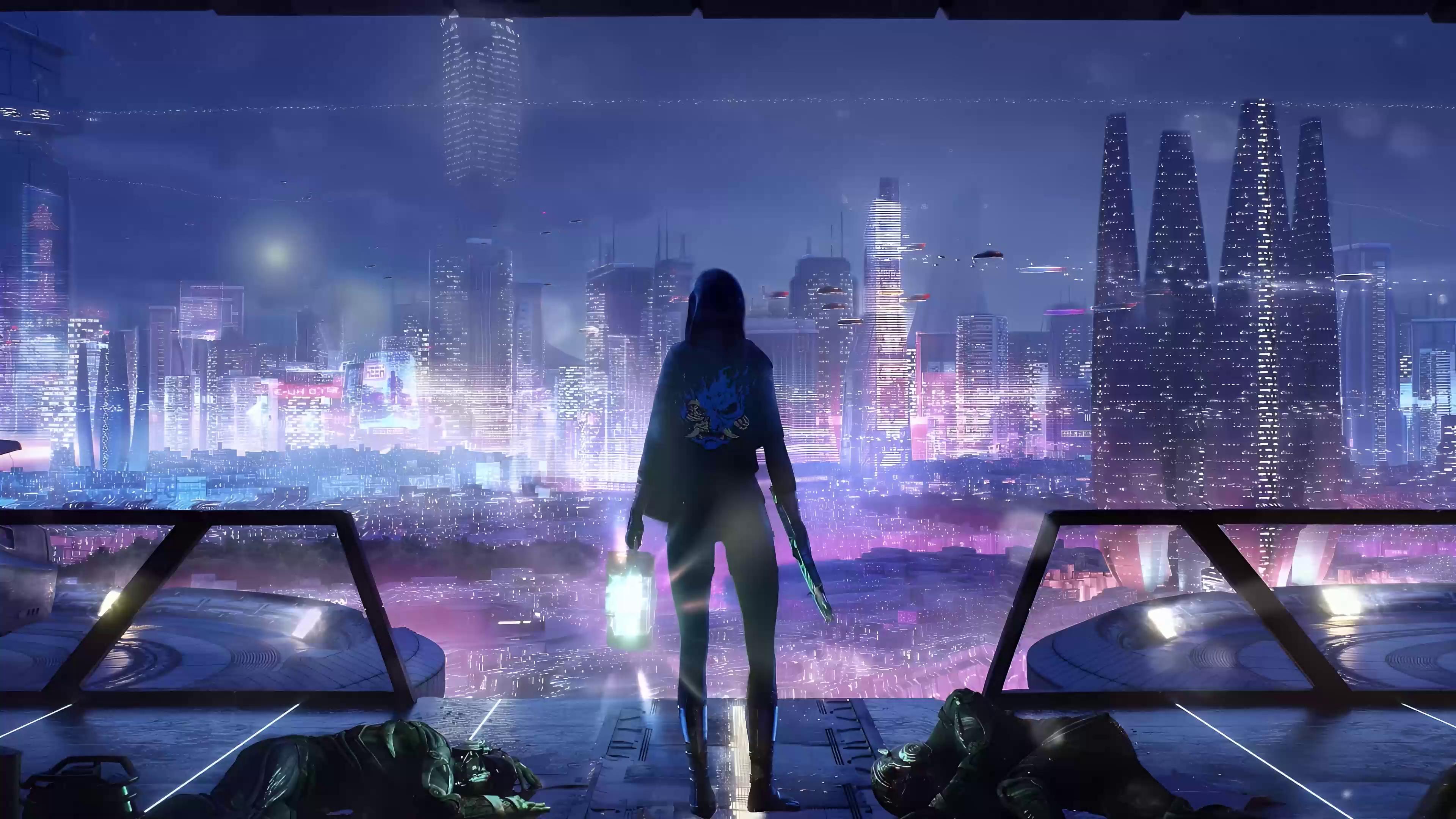 Cyberpunk Cityscape Glow Live Wallpaper