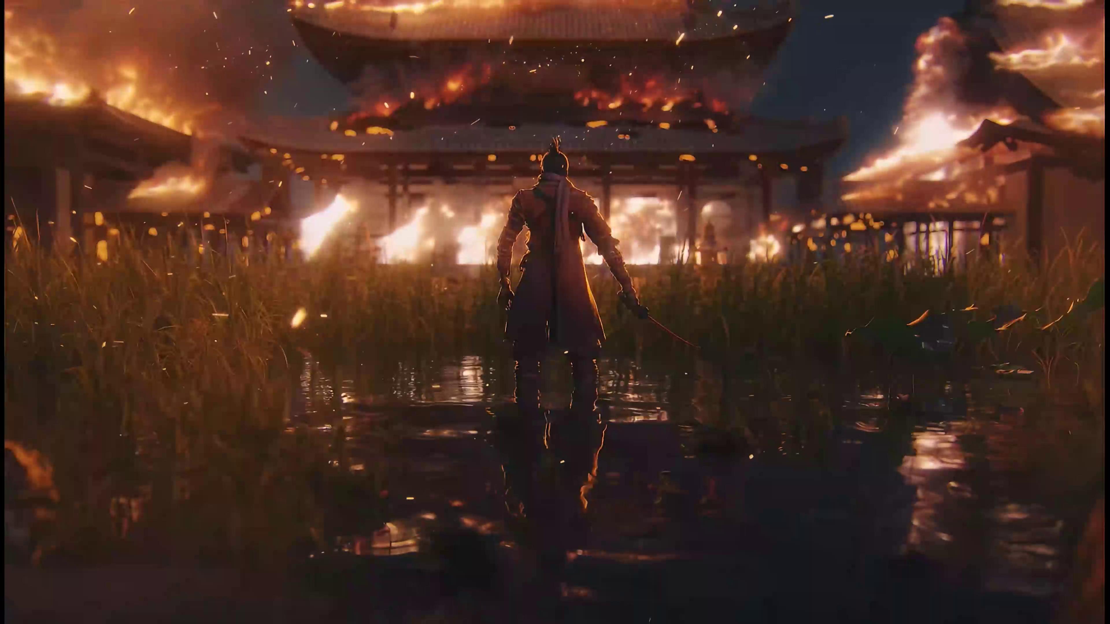 Sekiro Amidst the Flames Live Wallpaper