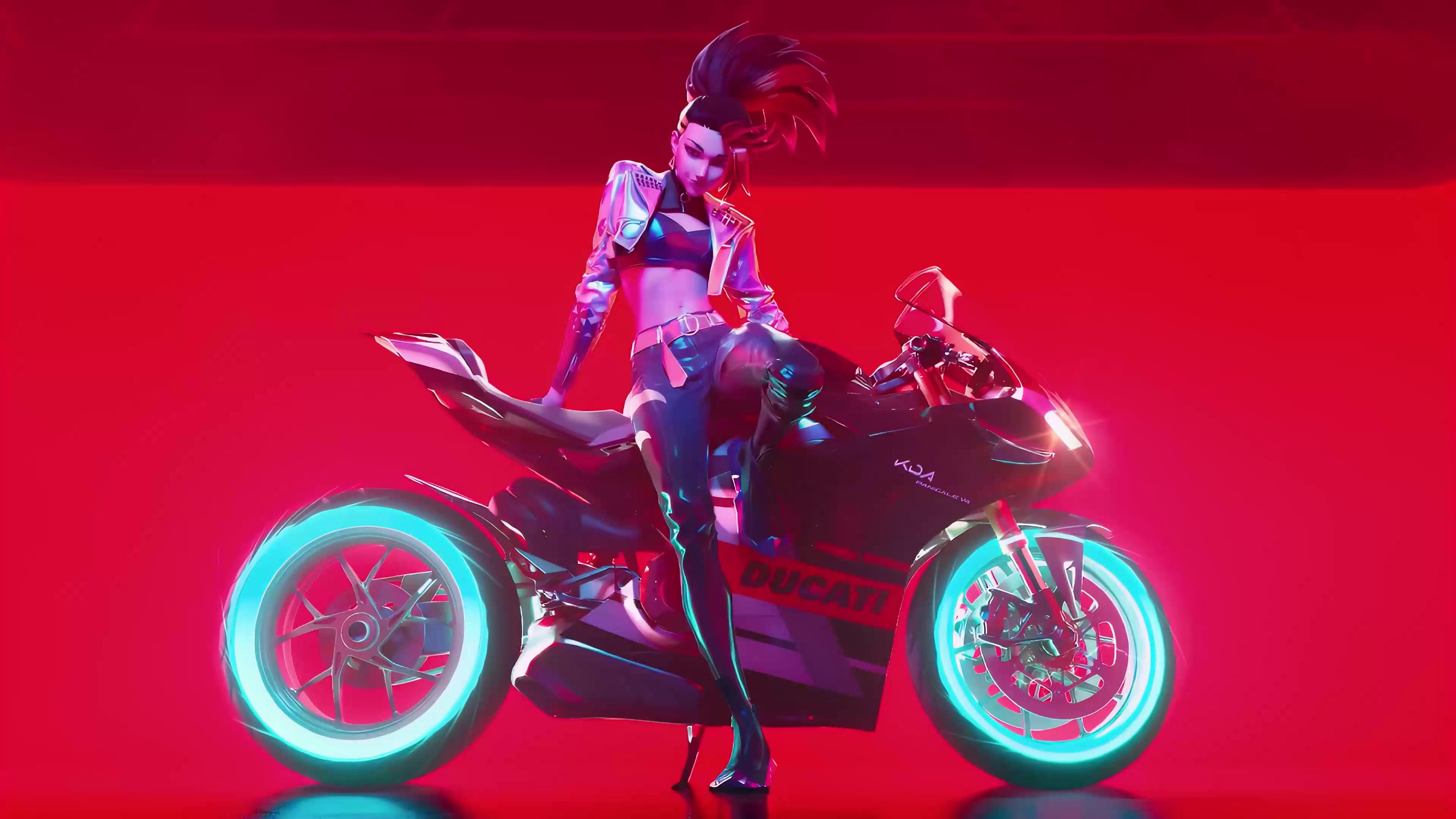 K/Da All Out Akali on Motorcycle Live Wallpaper