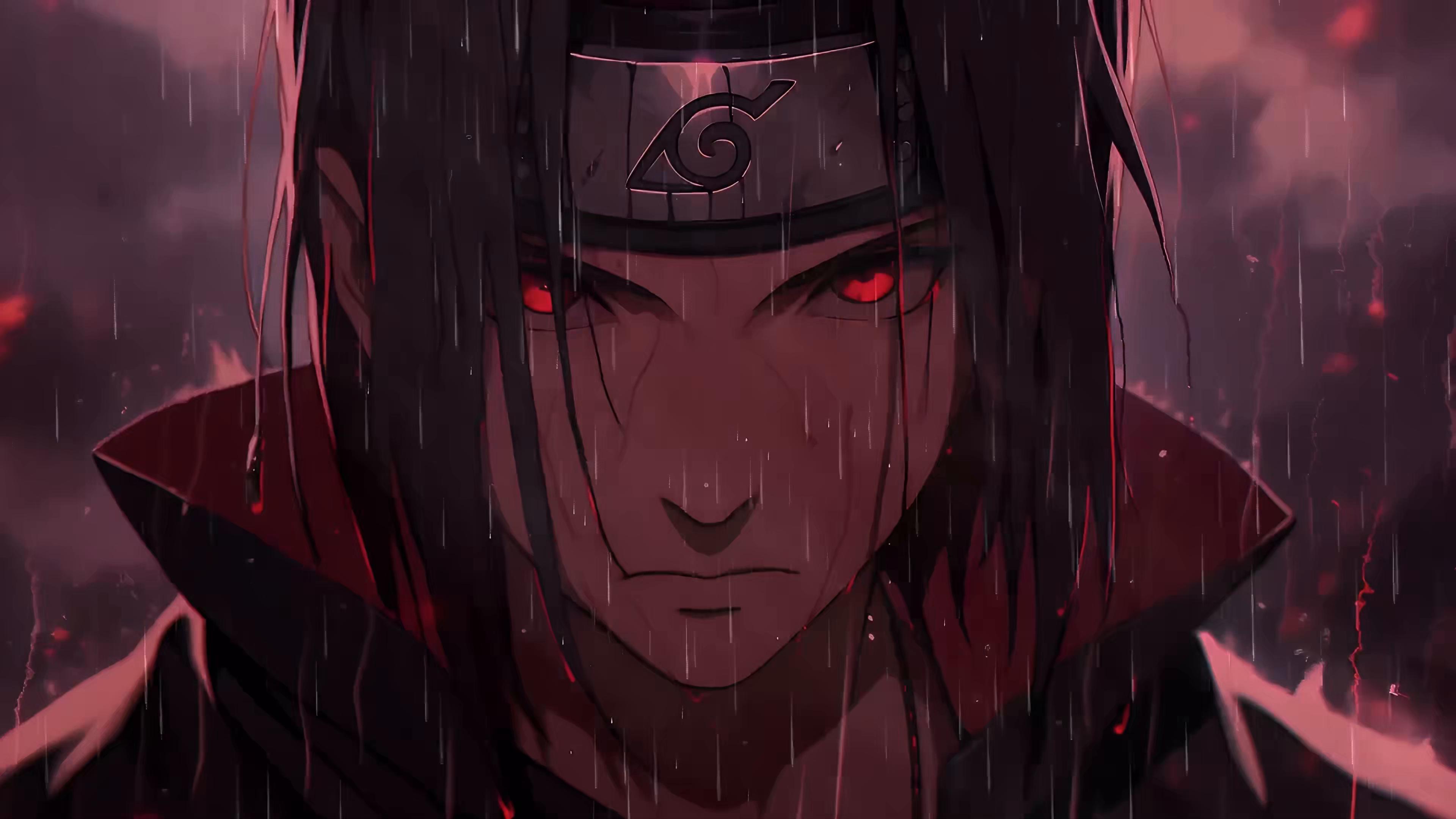 Itachi in the Heavy Rain Mobile Live Wallpaper
