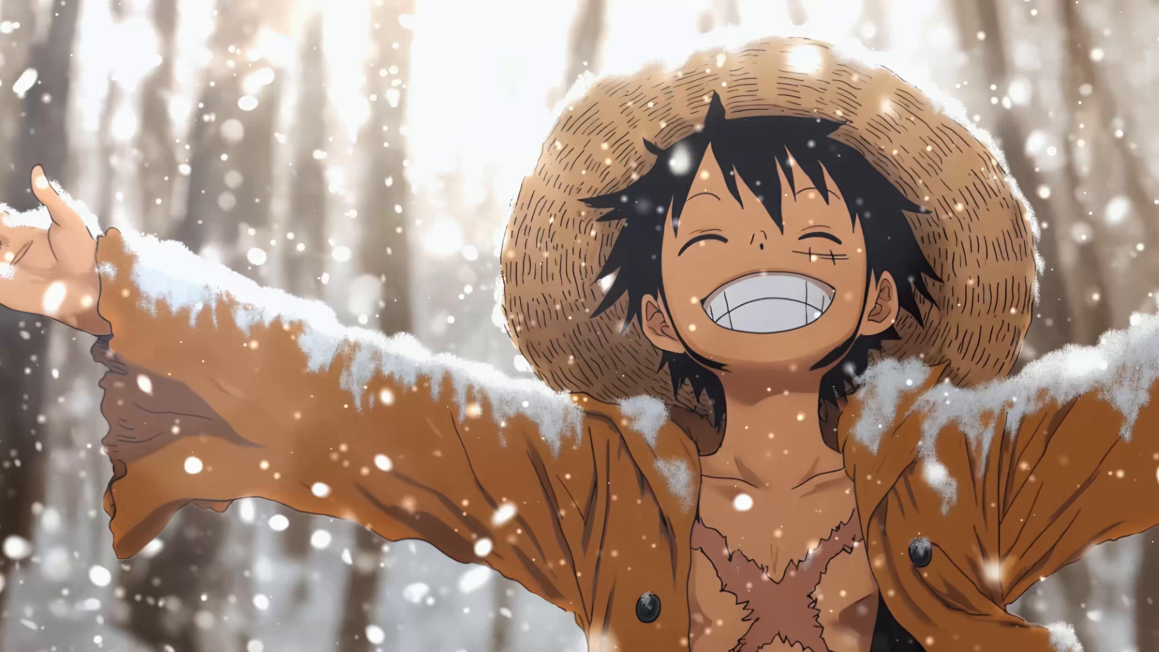 Luffy in Winter Mobile Live Wallpaper