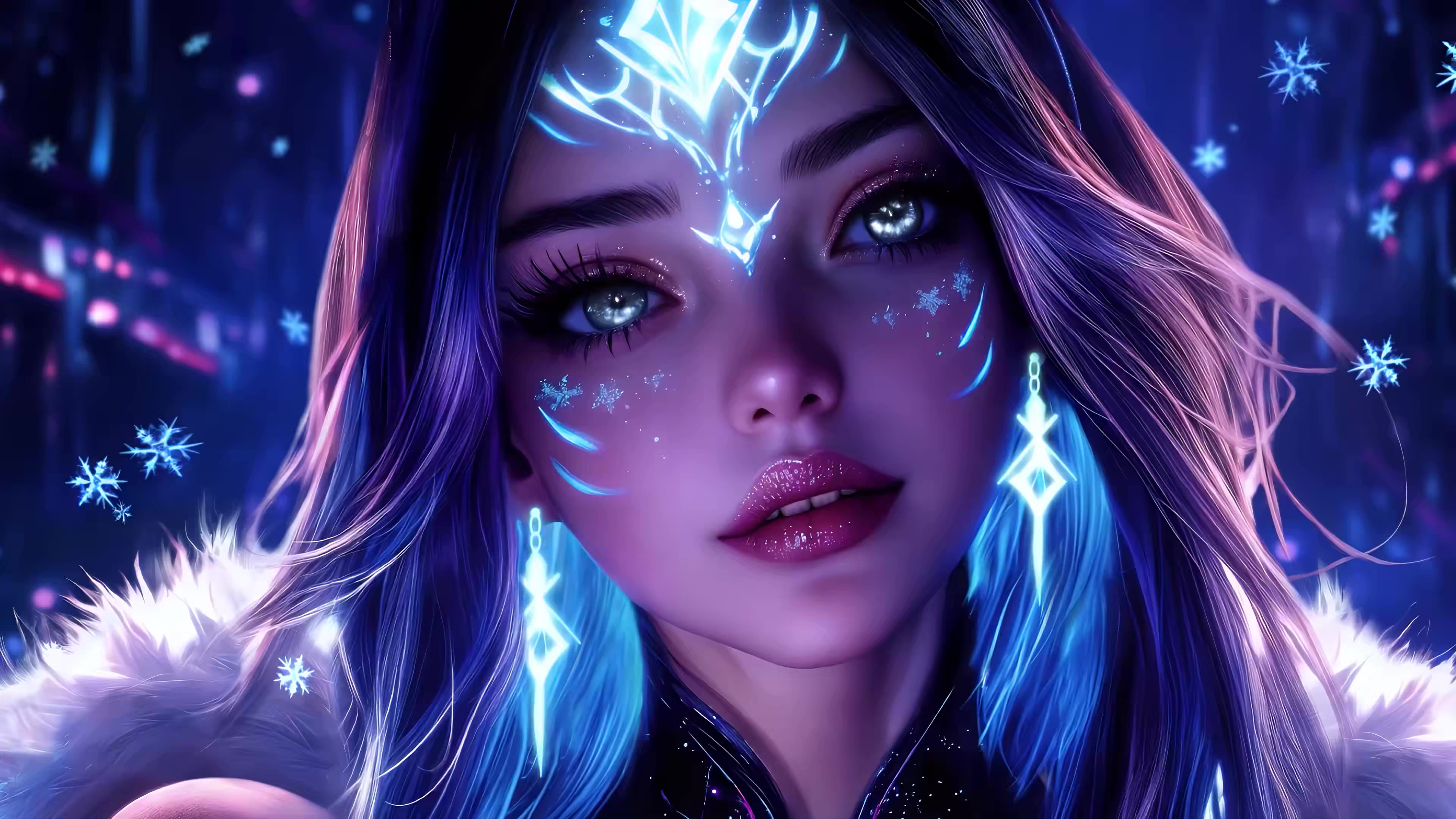 Winter Neon Girl Live Wallpaper