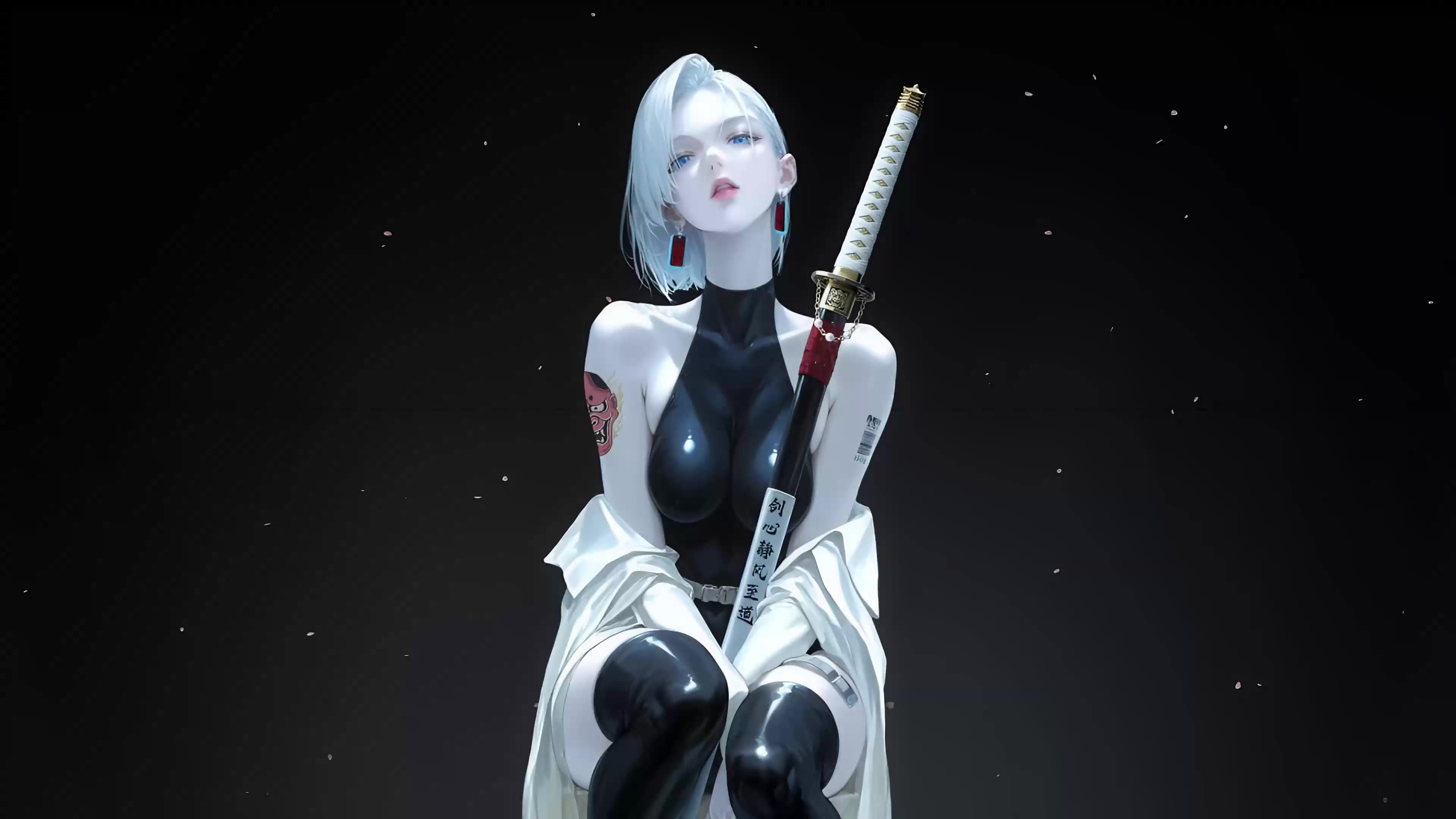 Katana Girl in Shadows Live Wallpaper