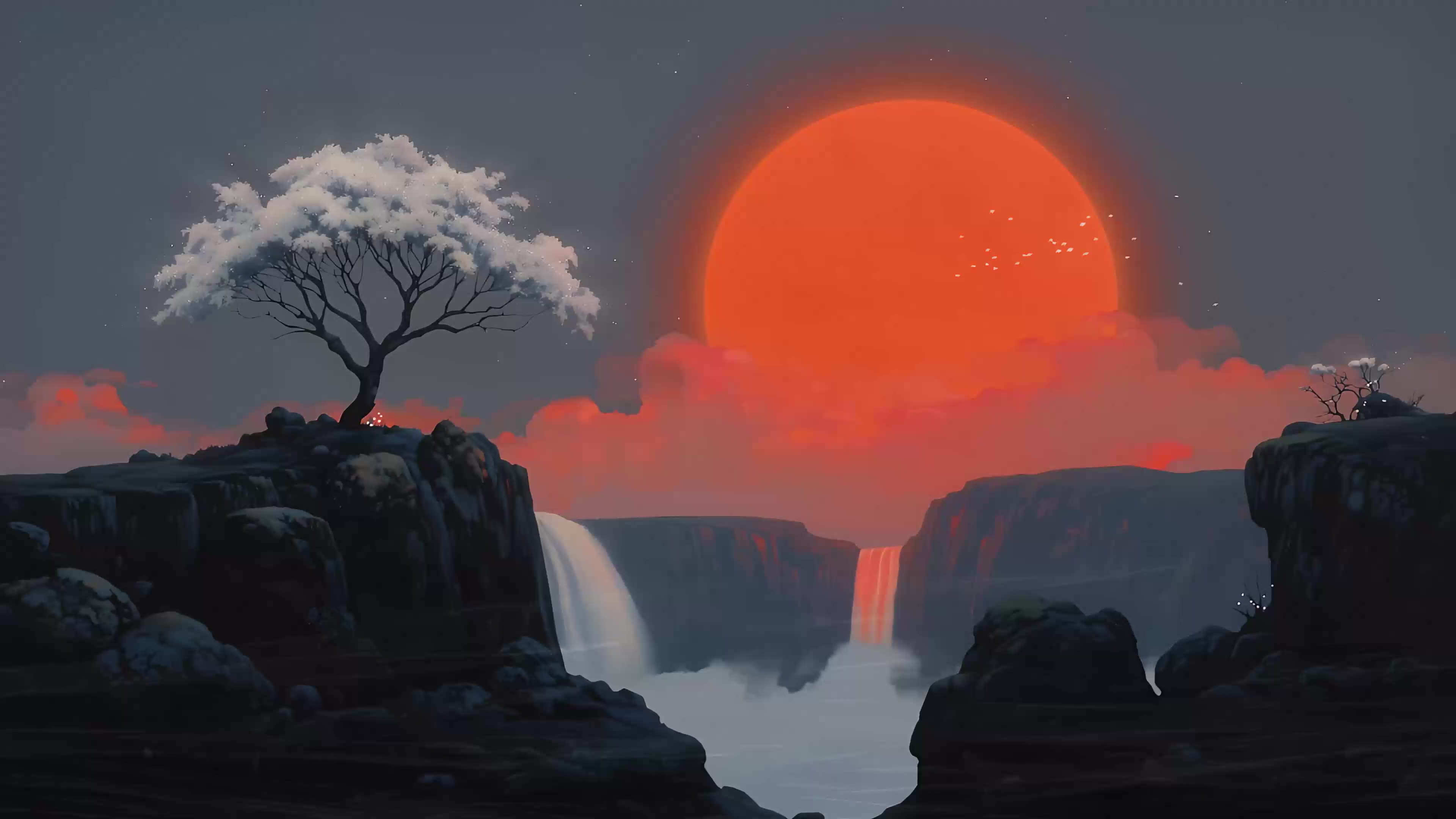 Eclipse Over Silent Falls Mobile Live Wallpaper