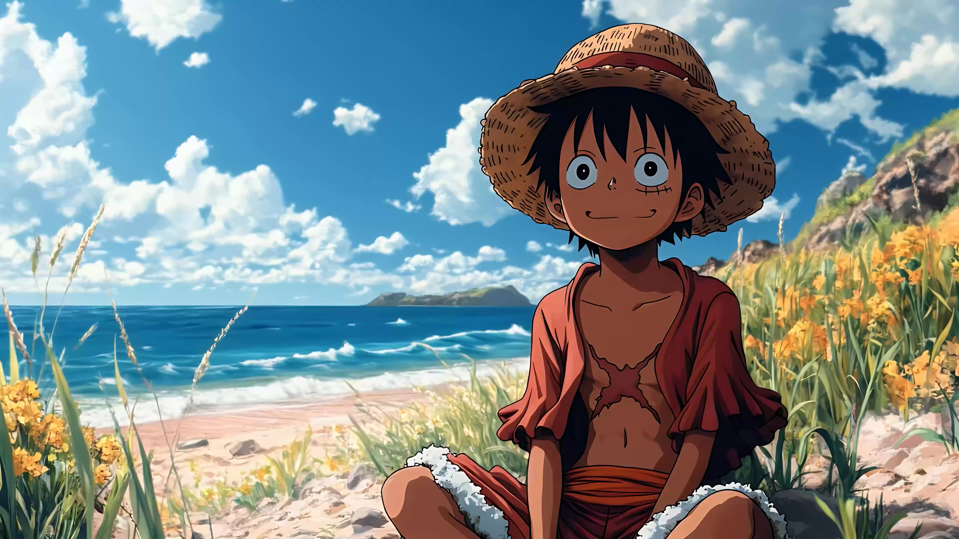 Luffy on the Beach Mobile Live Wallpaper