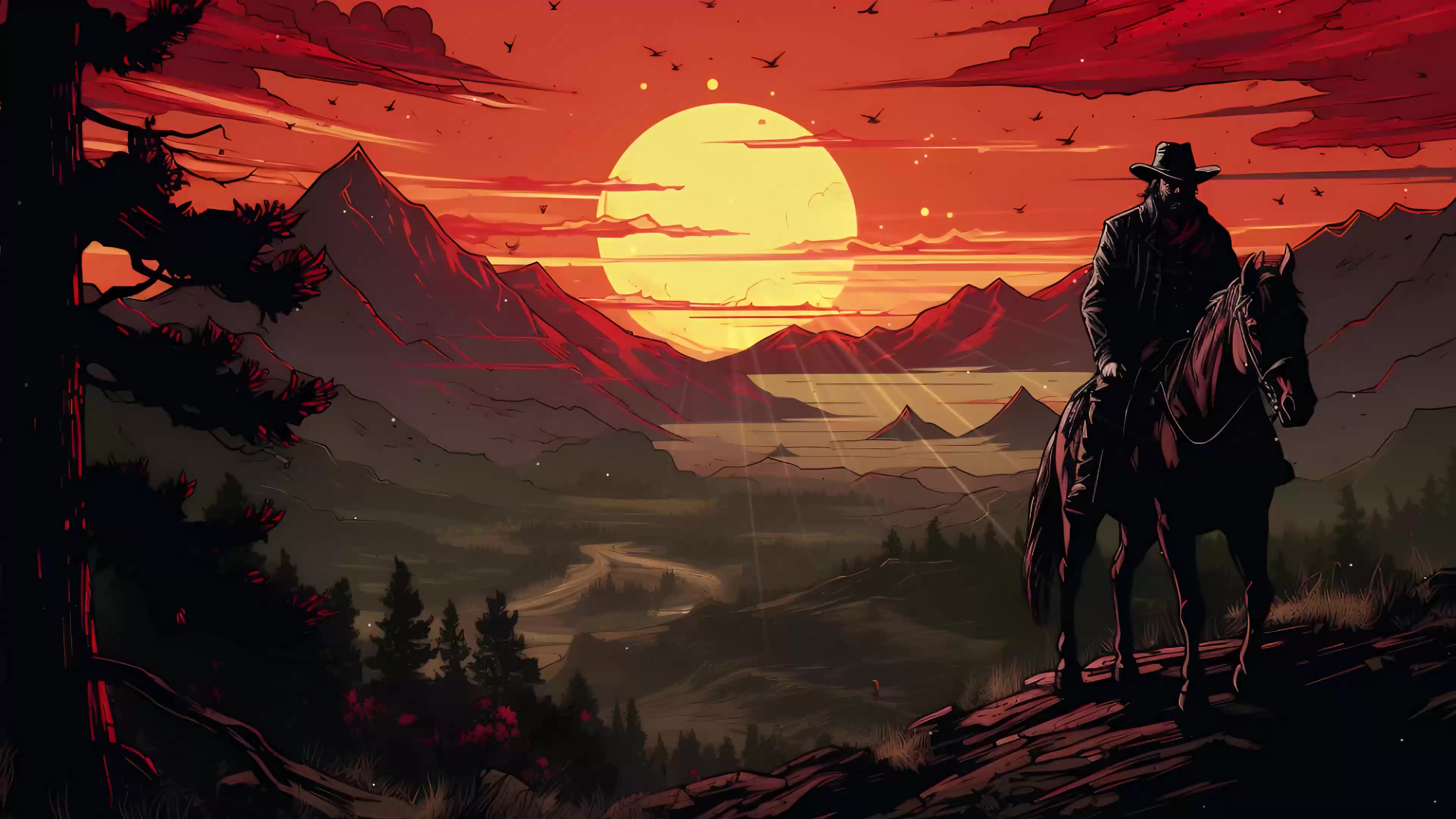Arthur Morgan Sunset Horse Ride Mobile Live Wallpaper