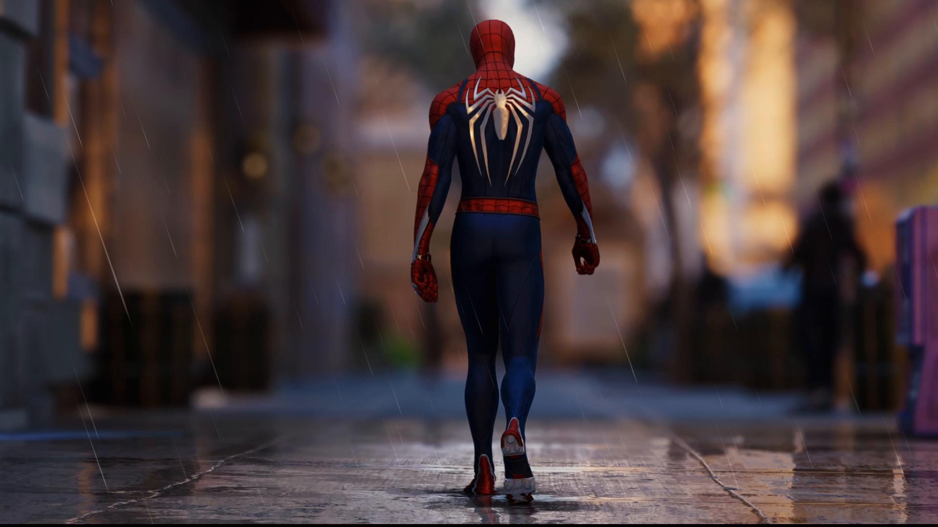 Spiderman on the Street Under the Rain Live Wallpaper