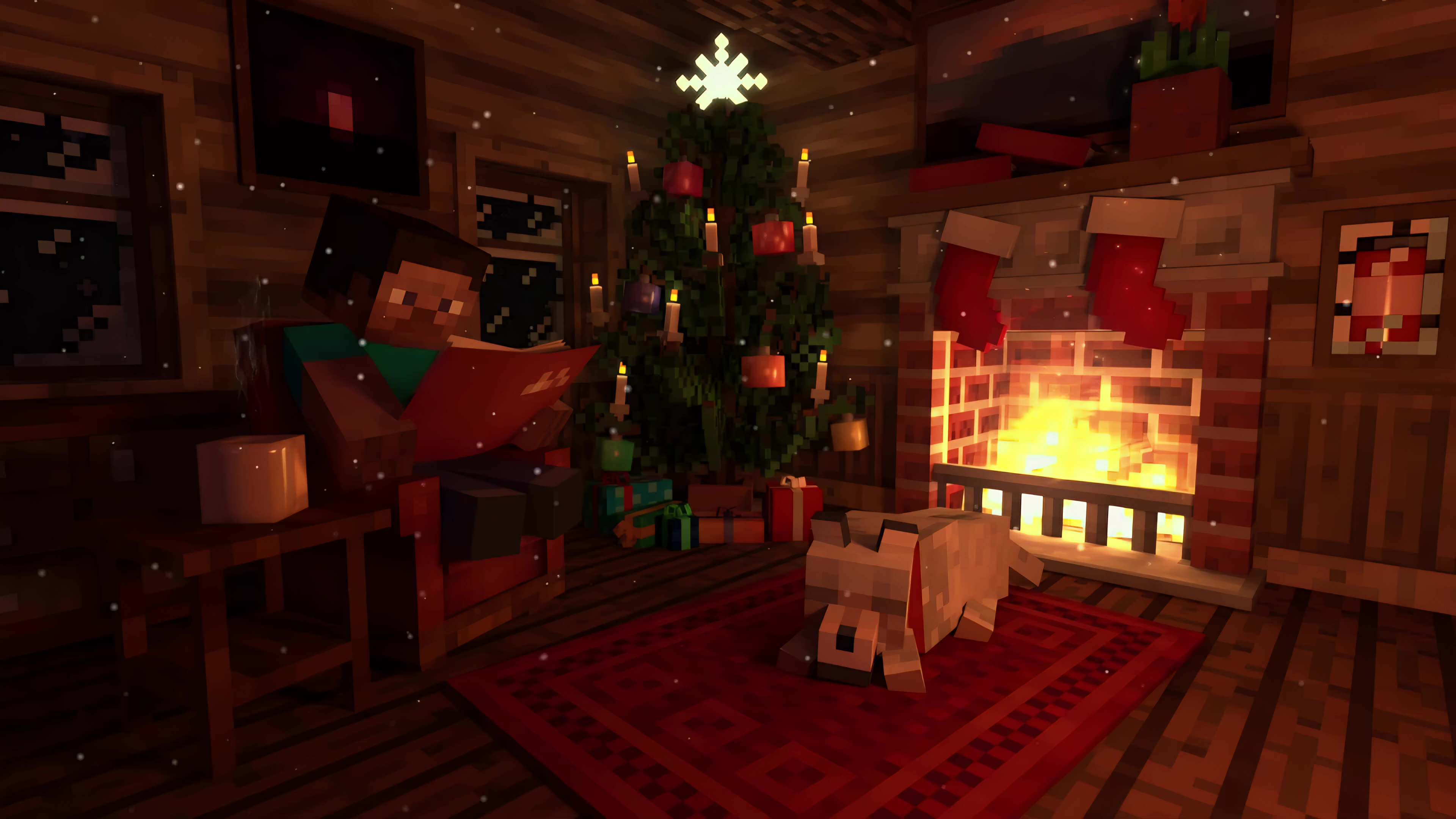 Minecraft Holiday Hearth Live Wallpaper