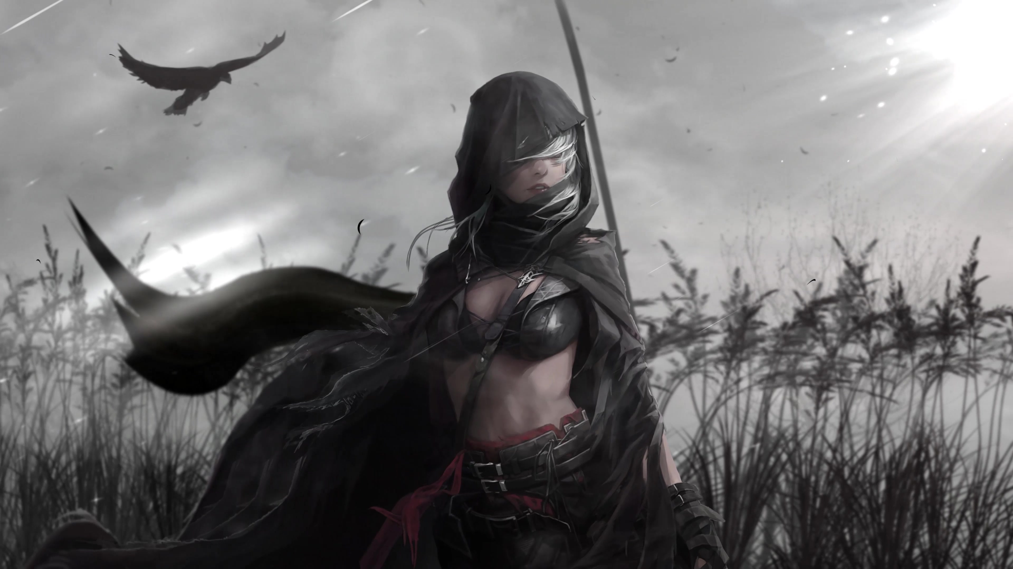 Dark Huntress in Storm Mobile Live Wallpaper