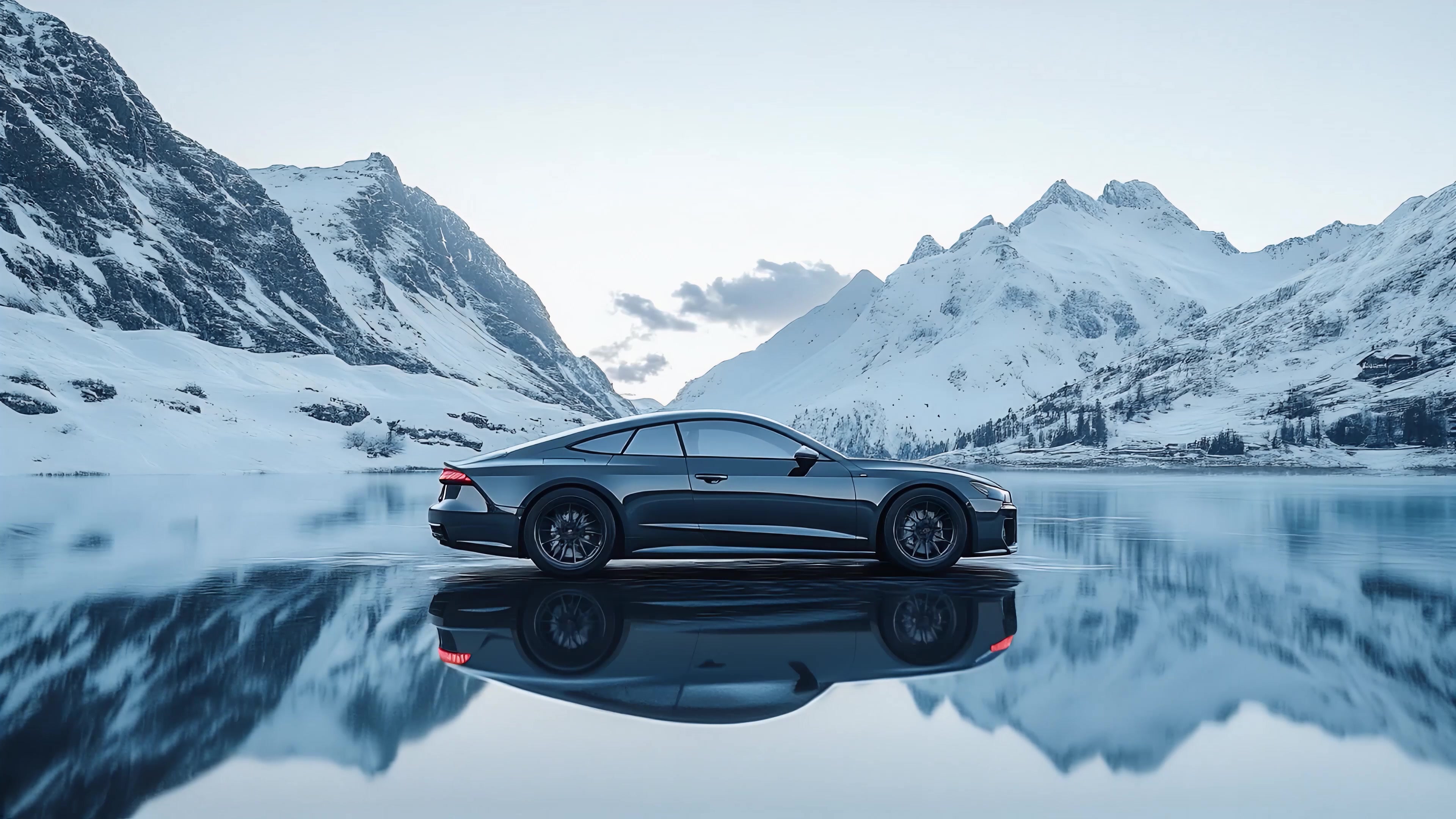 Audi on Frozen Lake Live Wallpaper