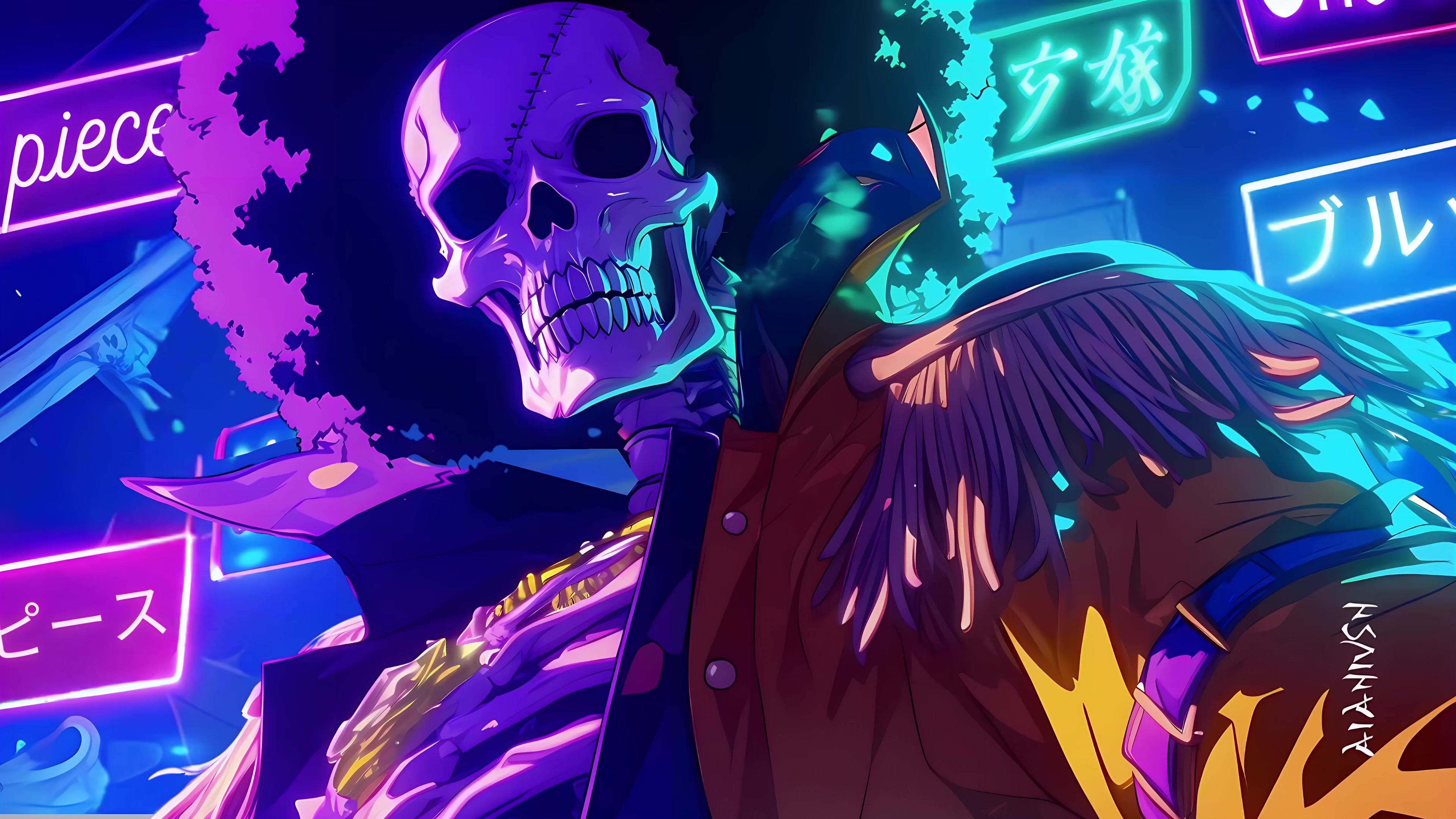 Brook One Piece Neon Requiem Mobile Live Wallpaper