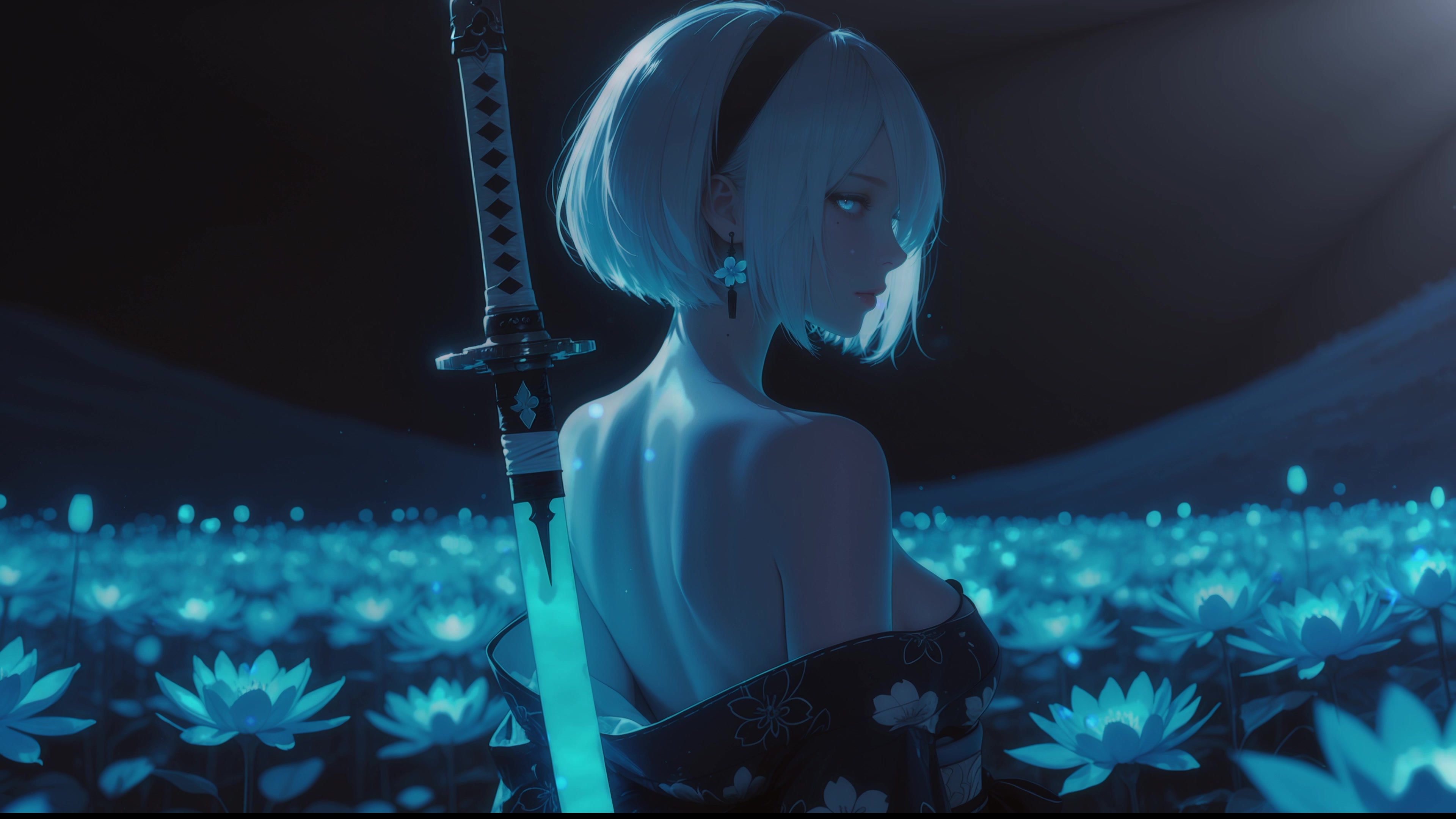 Nier Automata of the Moonlit Blossoms Mobile Live Wallpaper