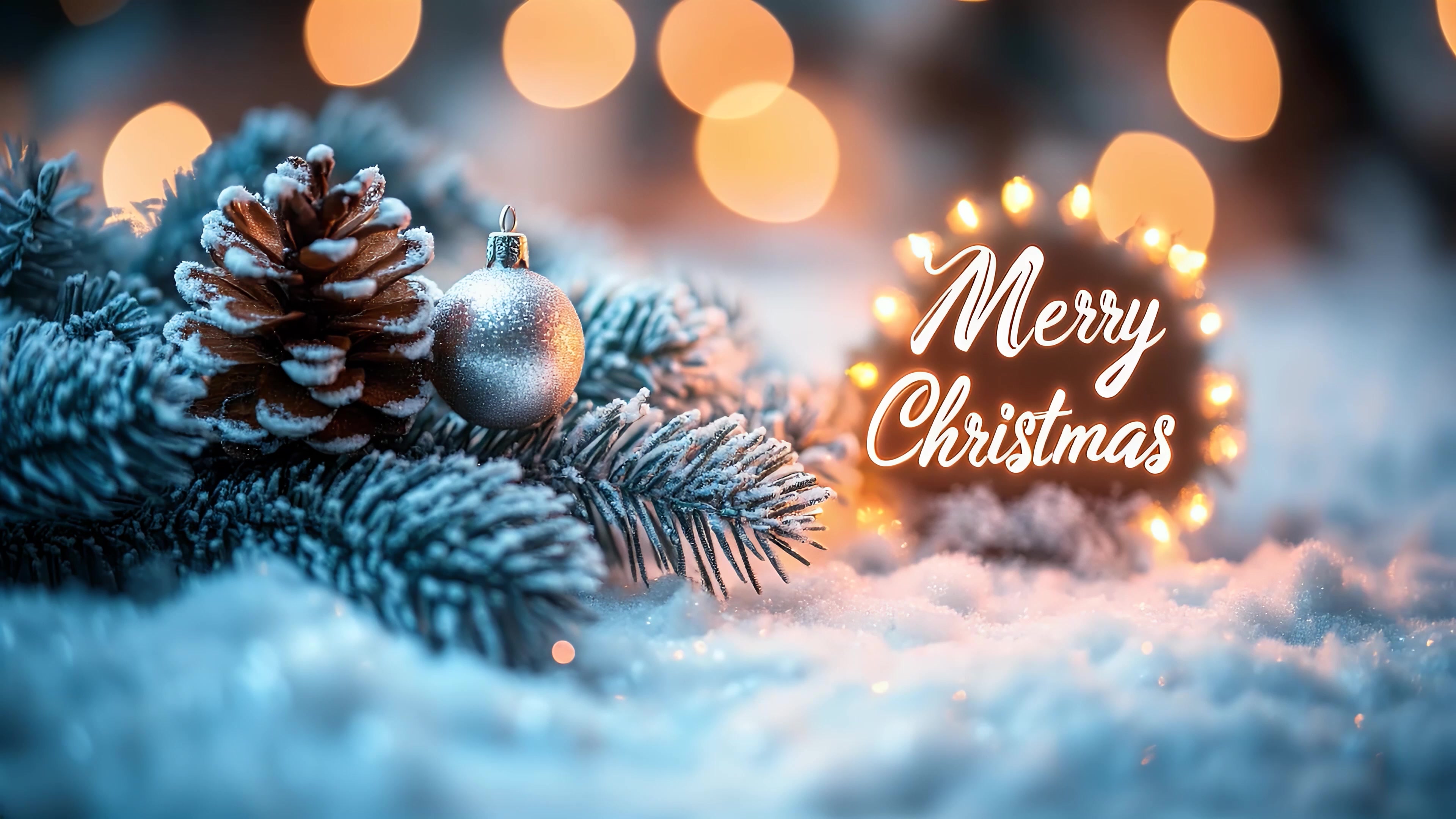 Snowy Christmas Tree Branch Live Wallpaper