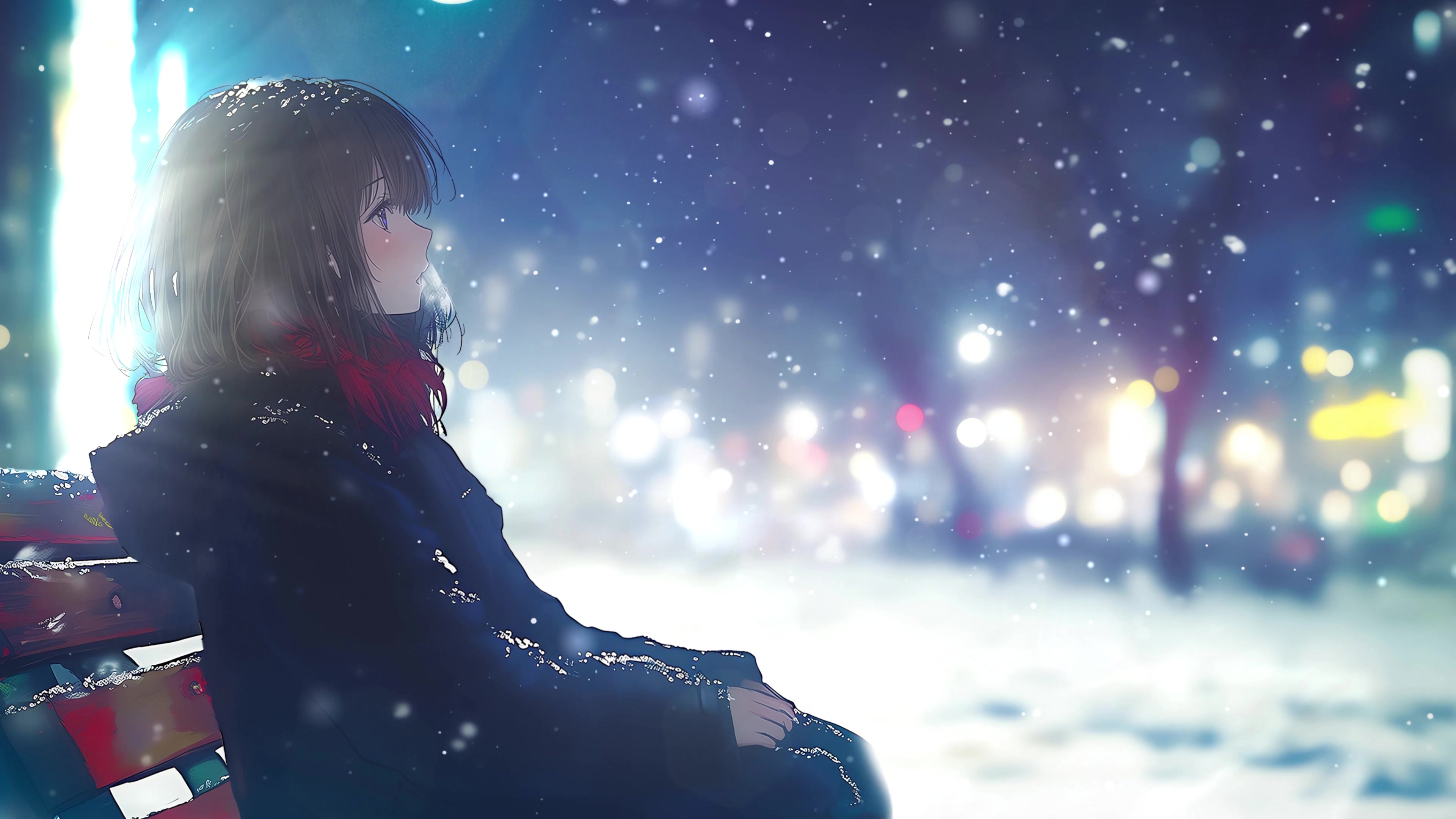 Winter Girl Silent Snowfall Mobile Live Wallpaper