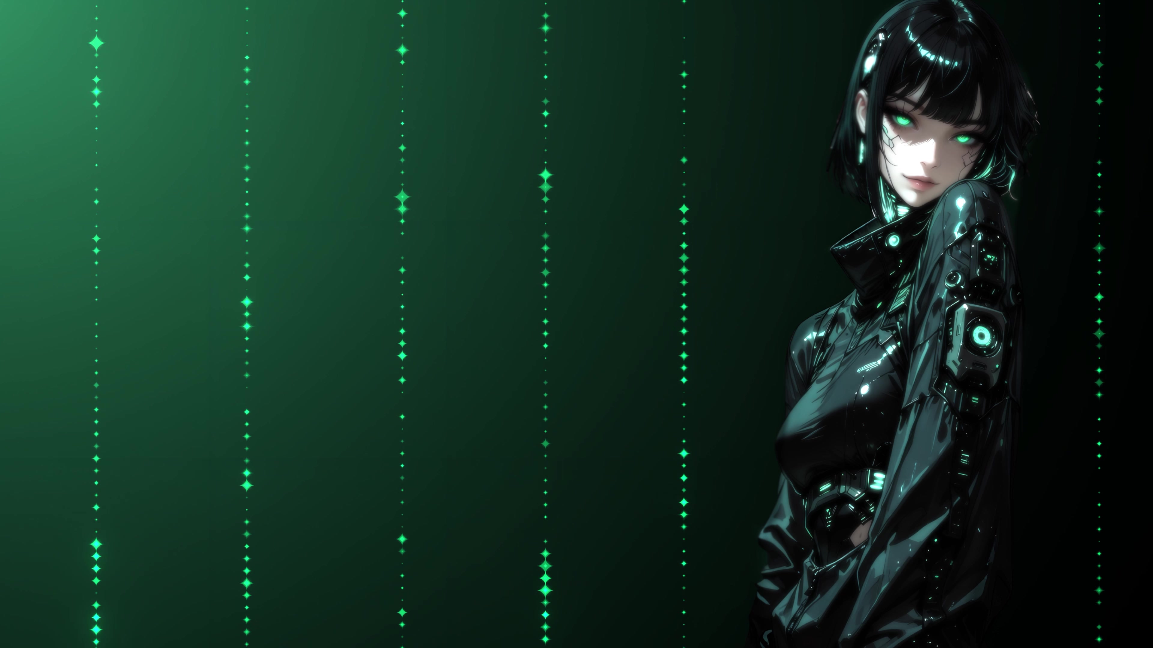 Emerald Code Girl Live Wallpaper