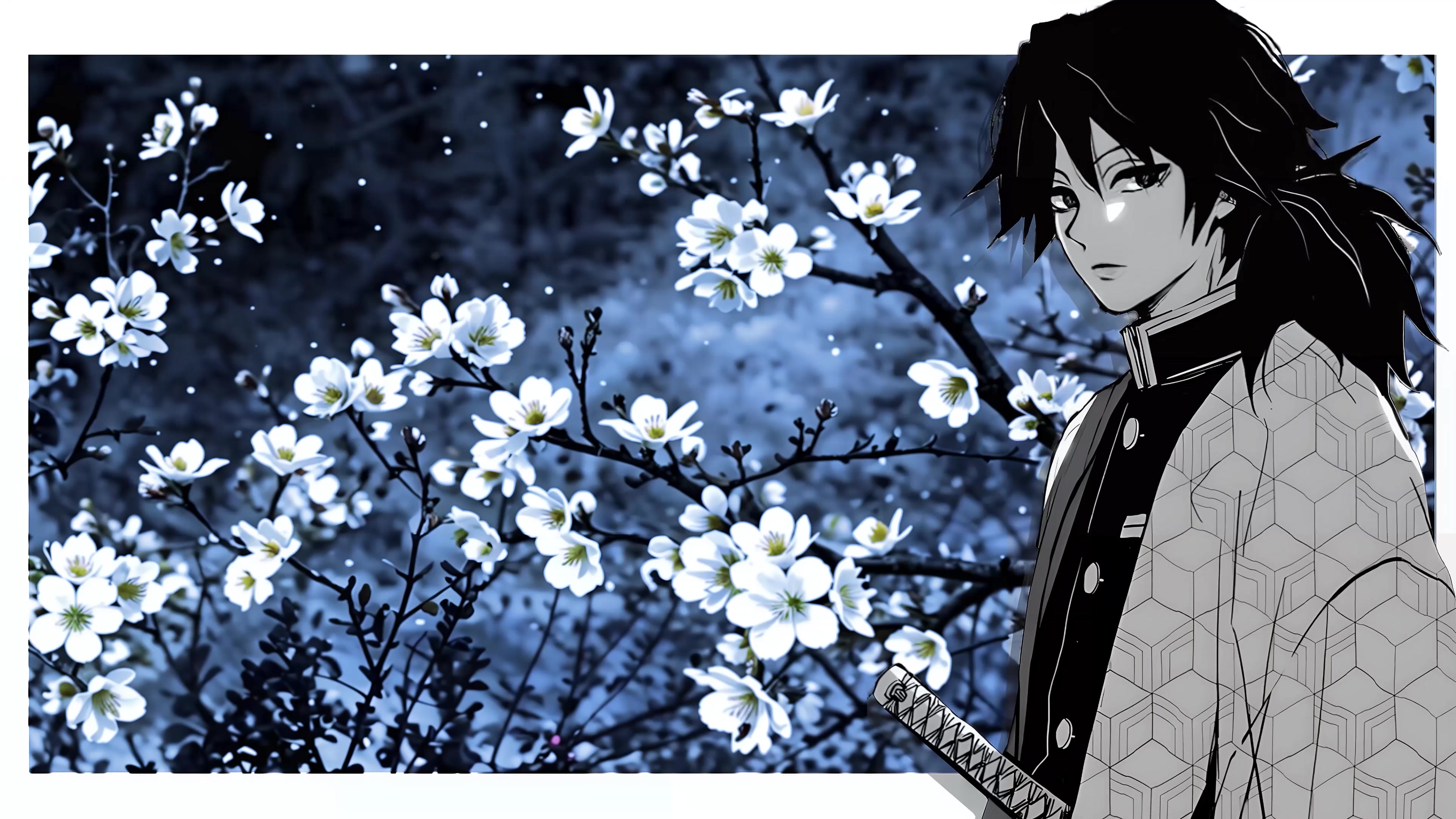 Giyu Tomioka Snow Blossoms Live Wallpaper