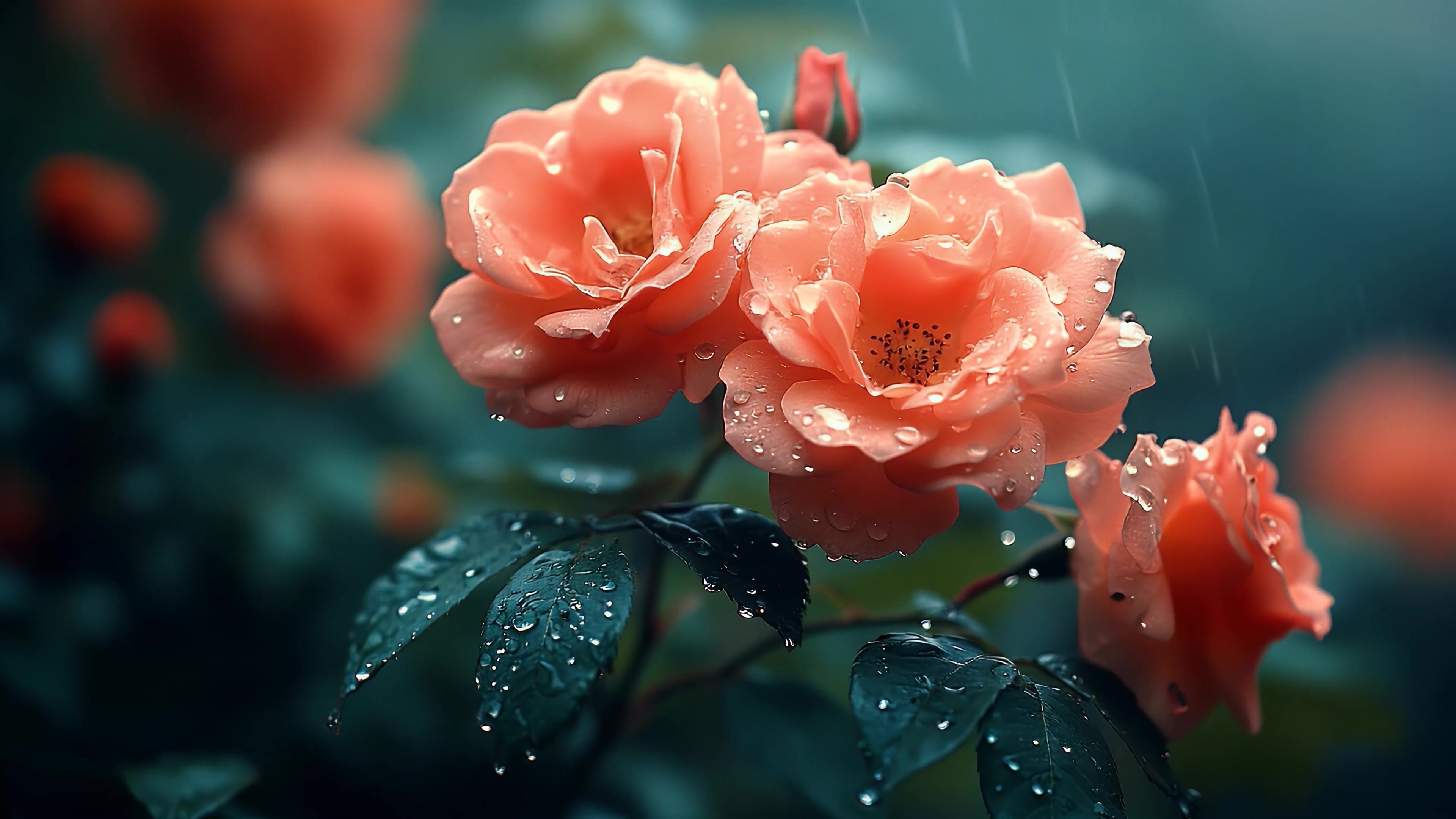 Roses in Rain Live Wallpaper