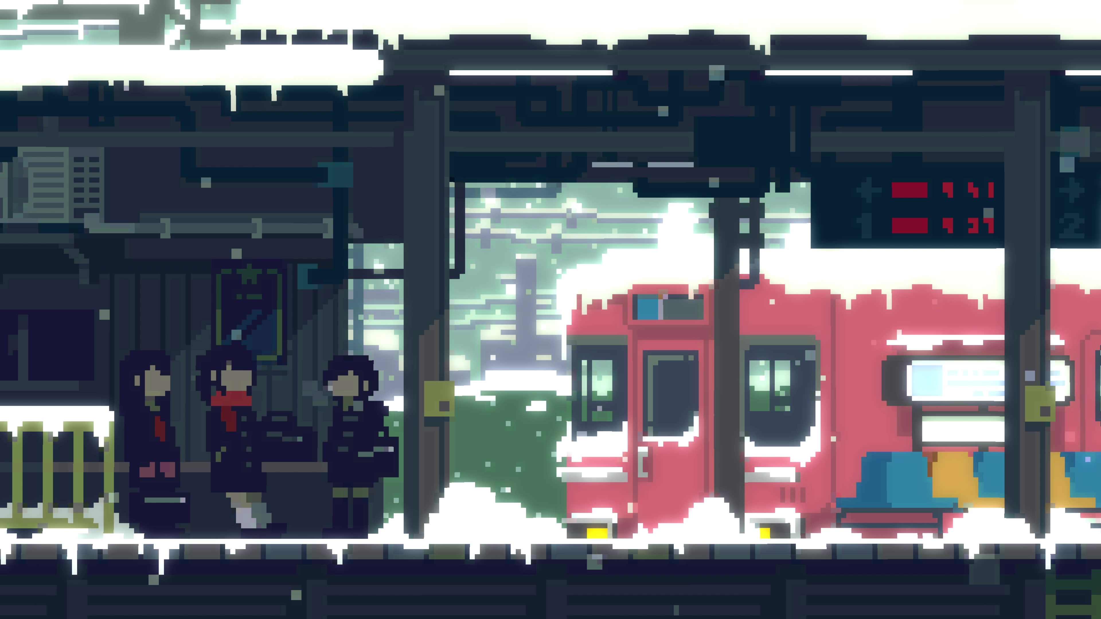 Pixel Snow Station Live Wallpaper