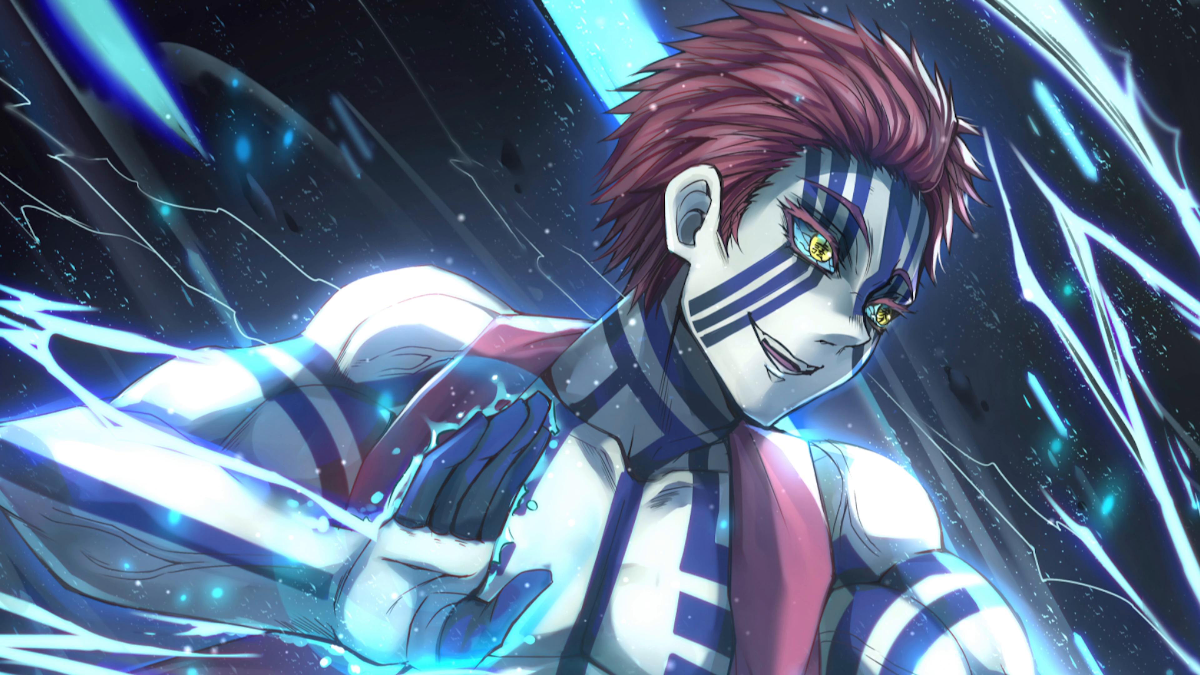 Akaza With a Blue Aura Animated Wallpaper